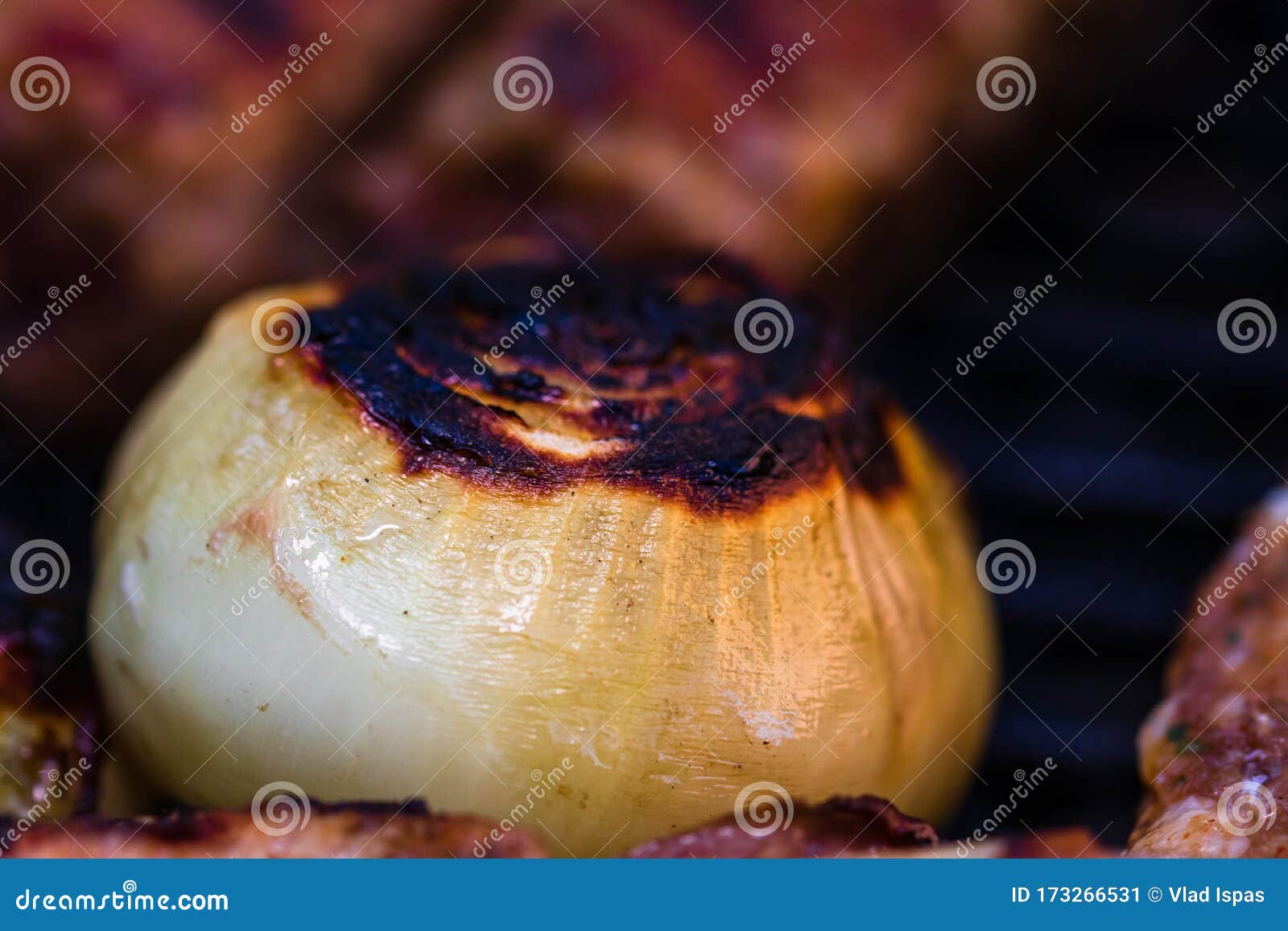 Grilled Onion on a Charcoal Barbeque. Onion on BBQ Stock Image - Image ...