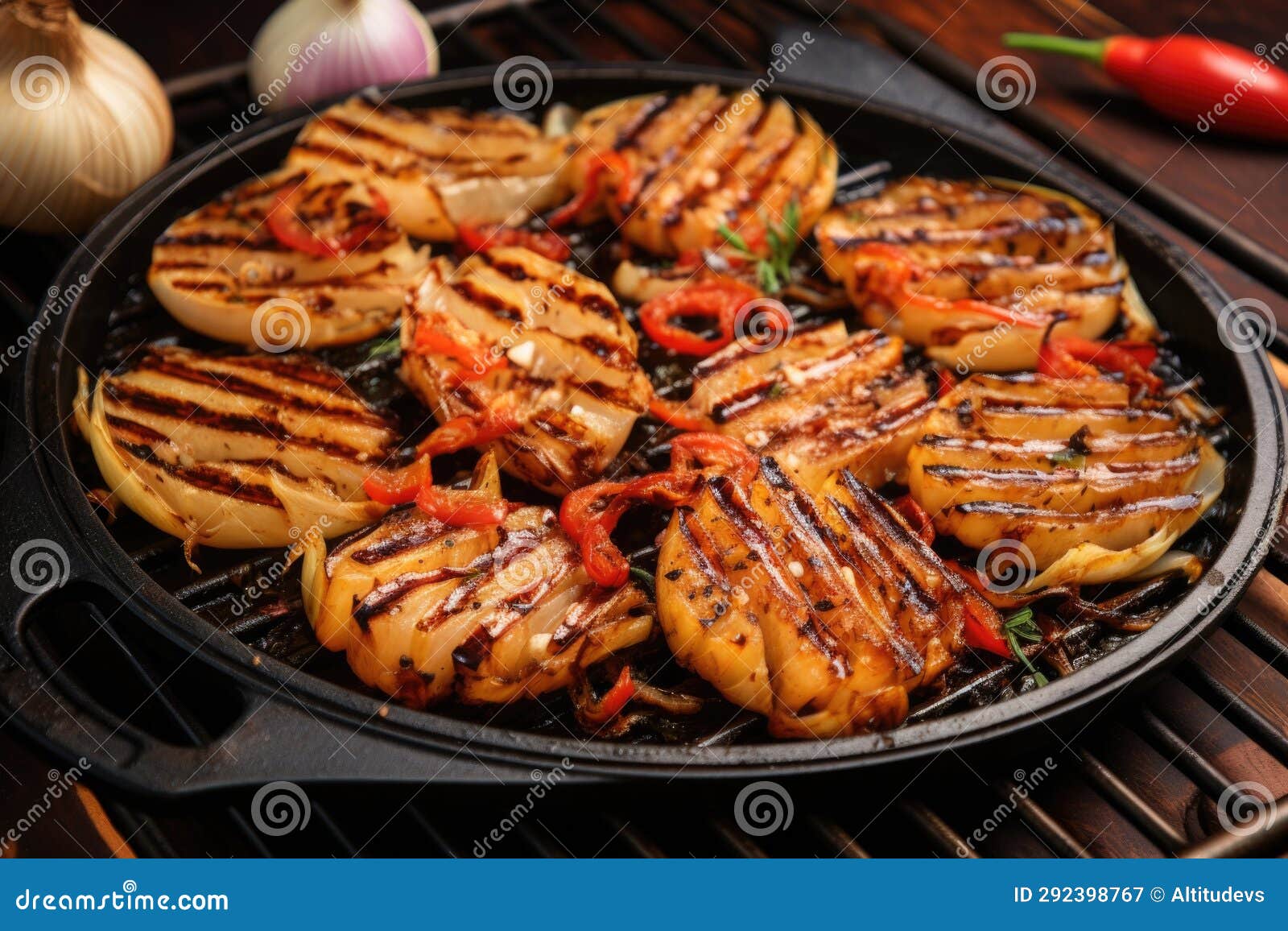 Grilled Onion Slices on a Grill Pan, Shot from a Top-angle Stock Image ...