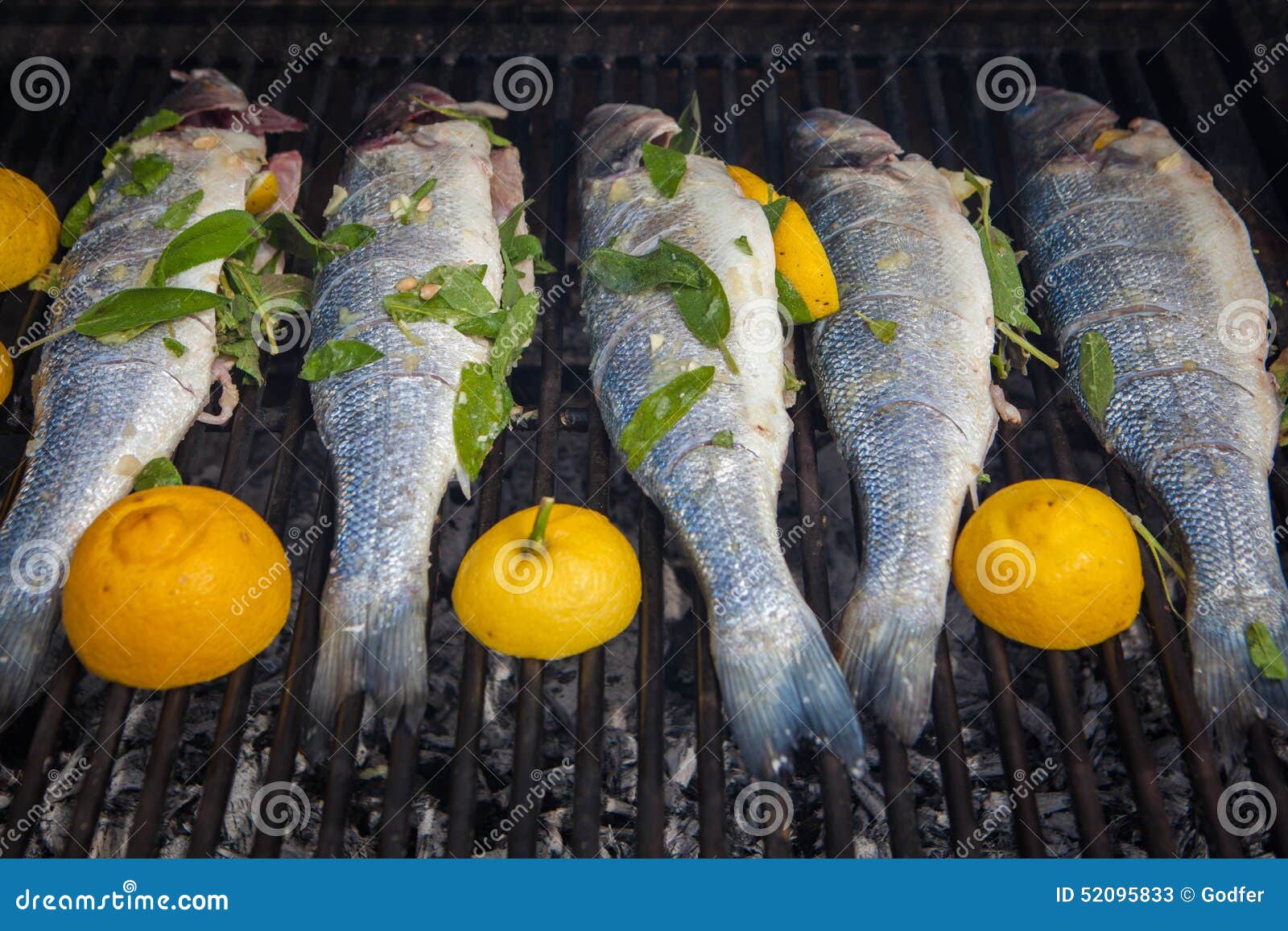 Grilled organic fish stock image. Image of marine, mediterranean - 52095833