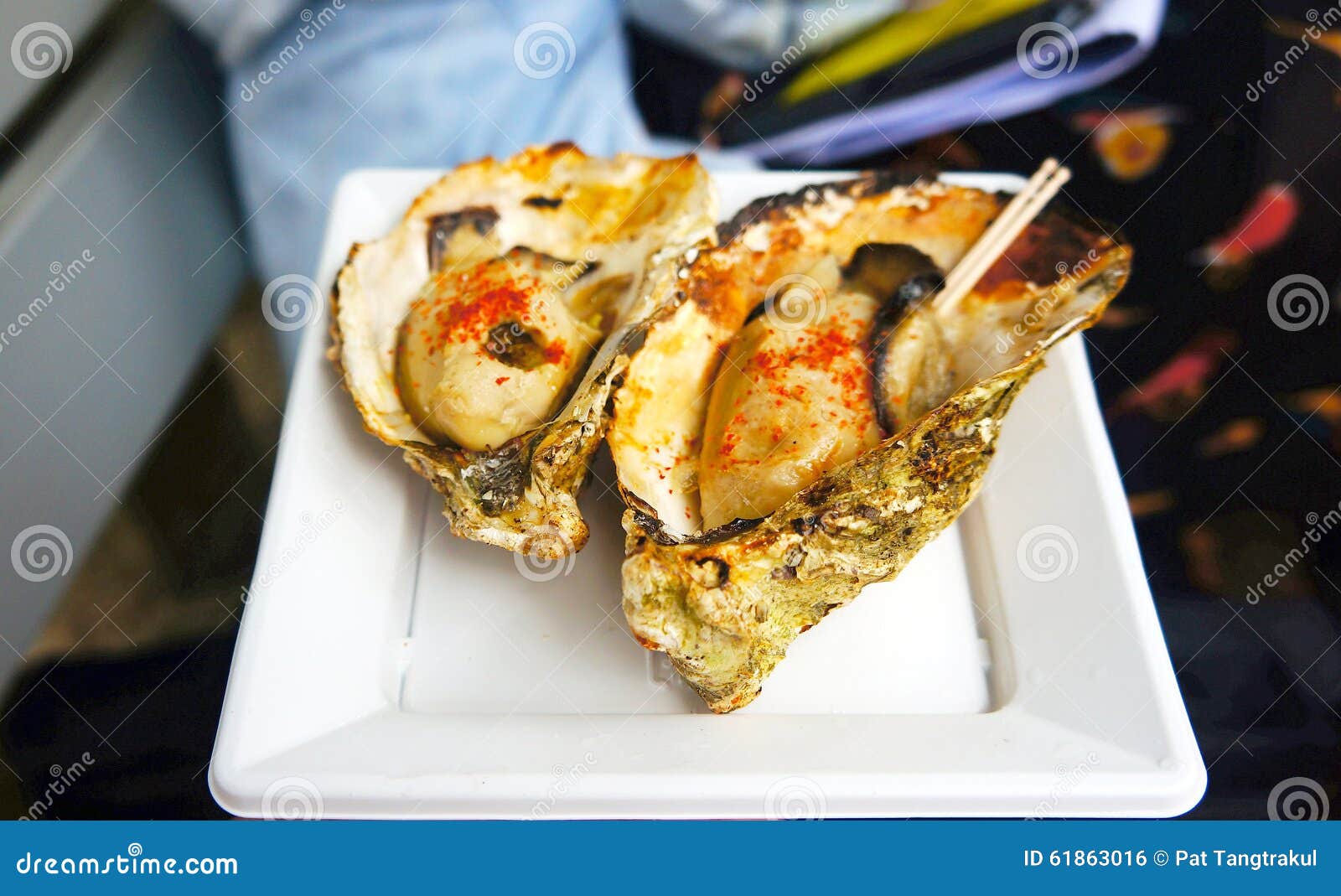 Grilled Oysters with Chilli Stock Photo - Image of plate, oysters: 61863016