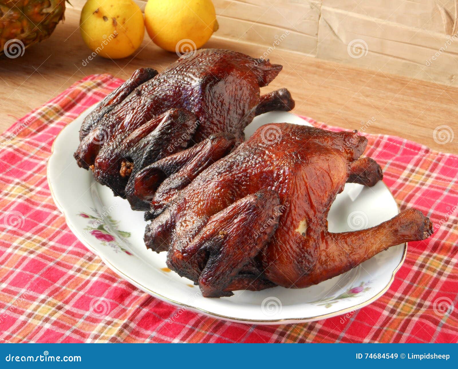 Grilled pair pigeons stock image. Image of dressed, pair - 74684549