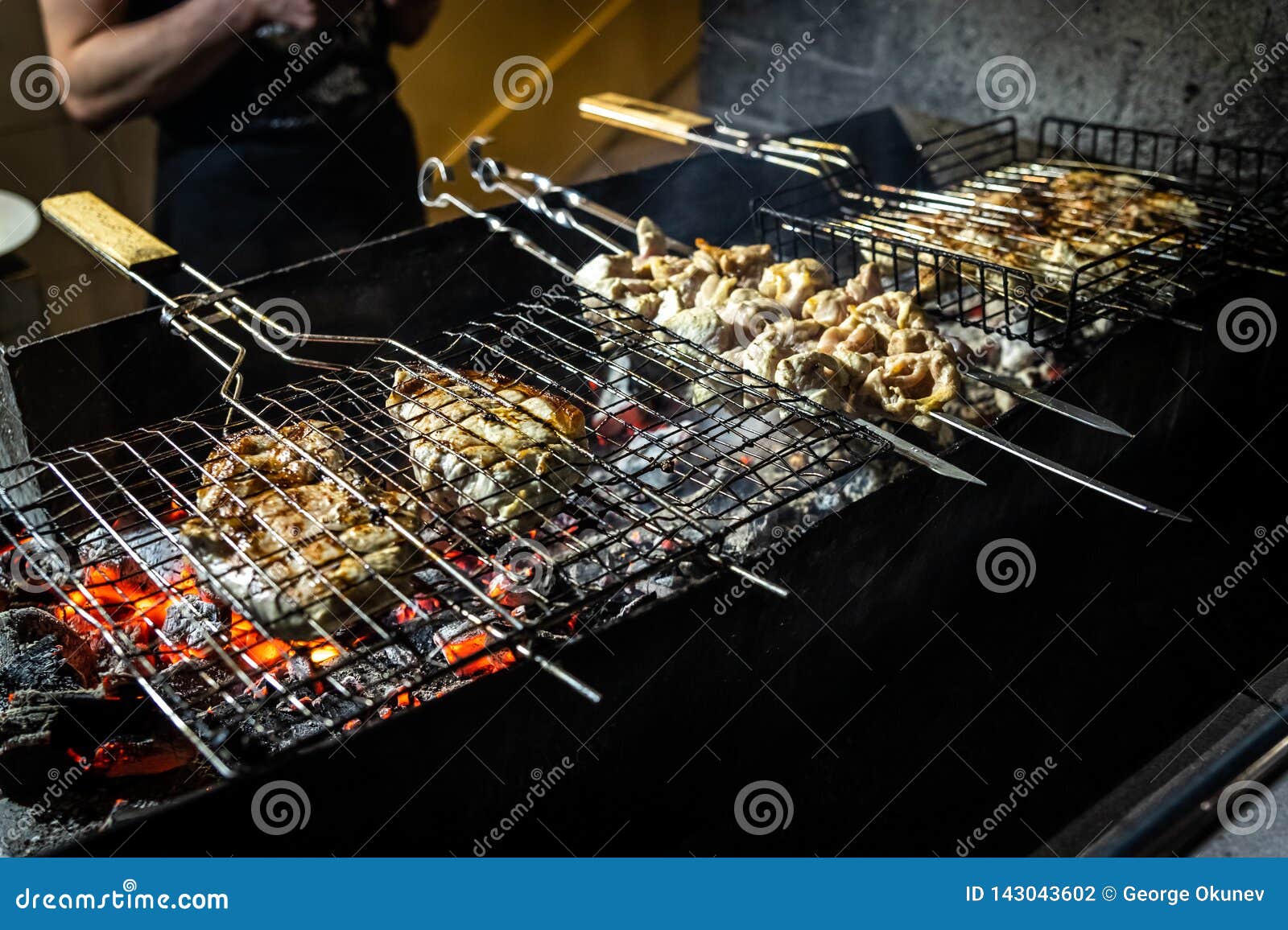 Grilled Pieces of Delicious Rump Beef Over Flames Stock Photo - Image ...