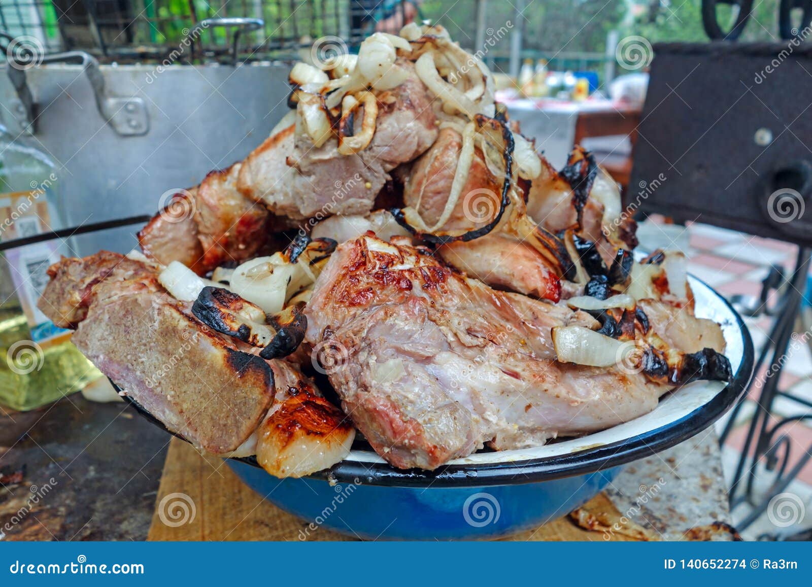 Grilled pieces of meat stock photo. Image of beef, grilled - 140652274
