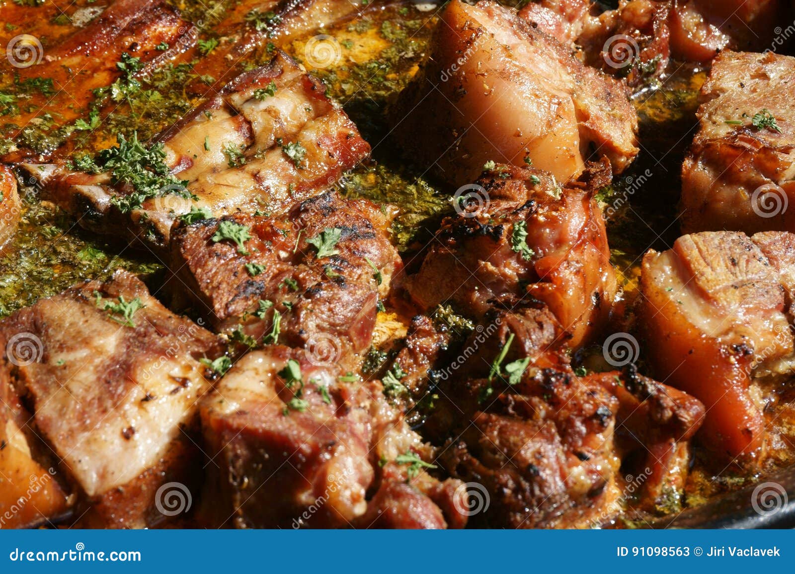 Grilled pig meat stock image. Image of lunch, barbecue - 91098563