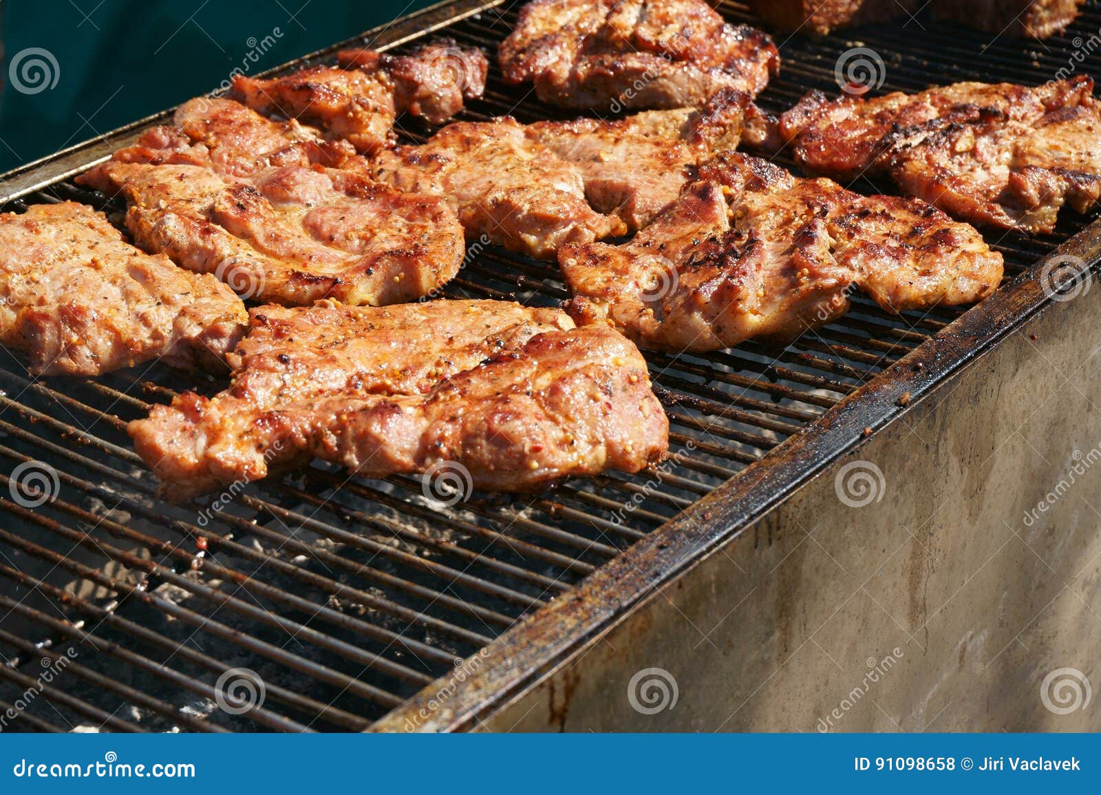 Grilled pig meat stock photo. Image of belly, dinner - 91098658