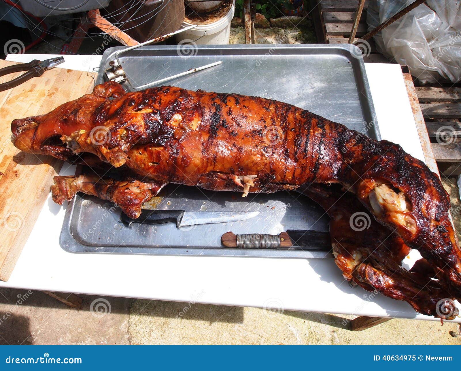 Grilled pig stock image. Image of grill, food, cook, farm - 40634975