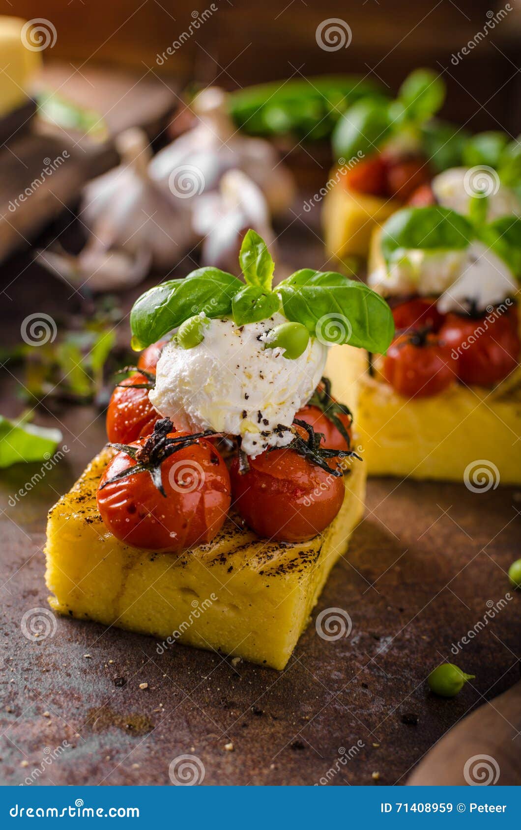 Grilled Polenta with Tomatoes Stock Image - Image of fish, meat: 71408959