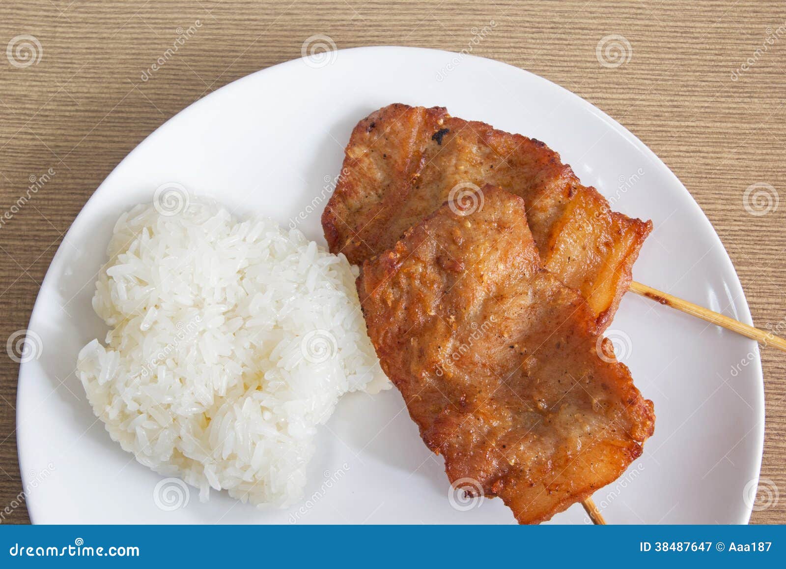Grilled Pork Barbecue with Sticky Rice Stock Image - Image of asia ...