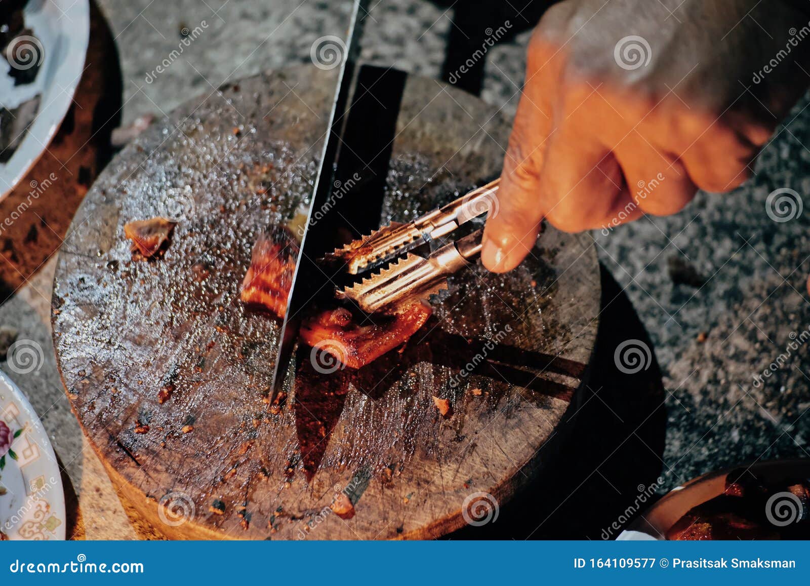 Grilled pork stock image. Image of block, pork, chopping - 164109577