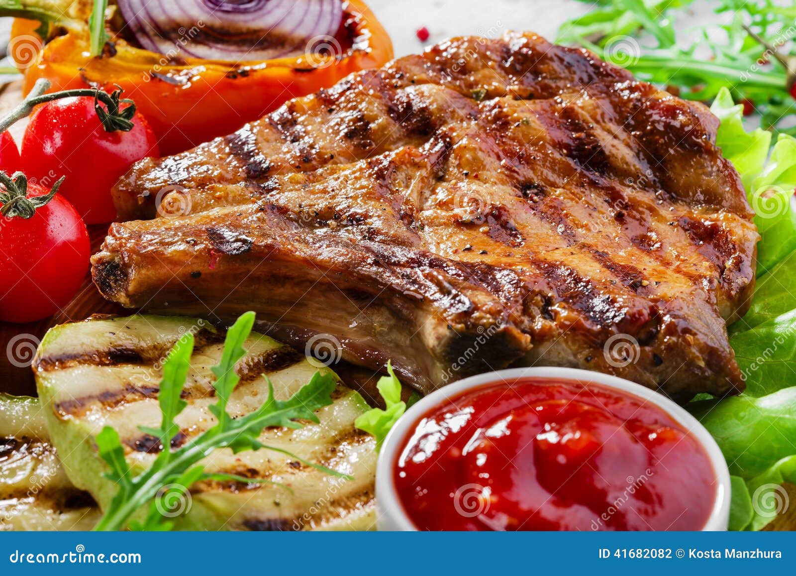 Grilled Pork Chops stock photo. Image of closeup, dinner - 41682082