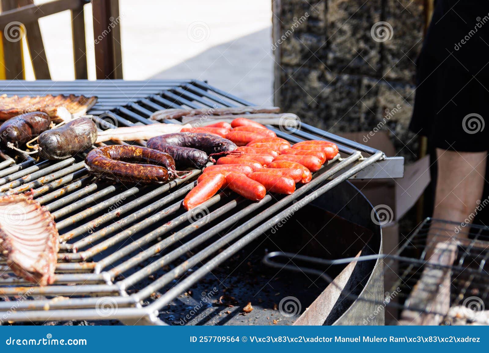 Grilled Pork Meat in Medieval Market Stock Photo - Image of grilled ...
