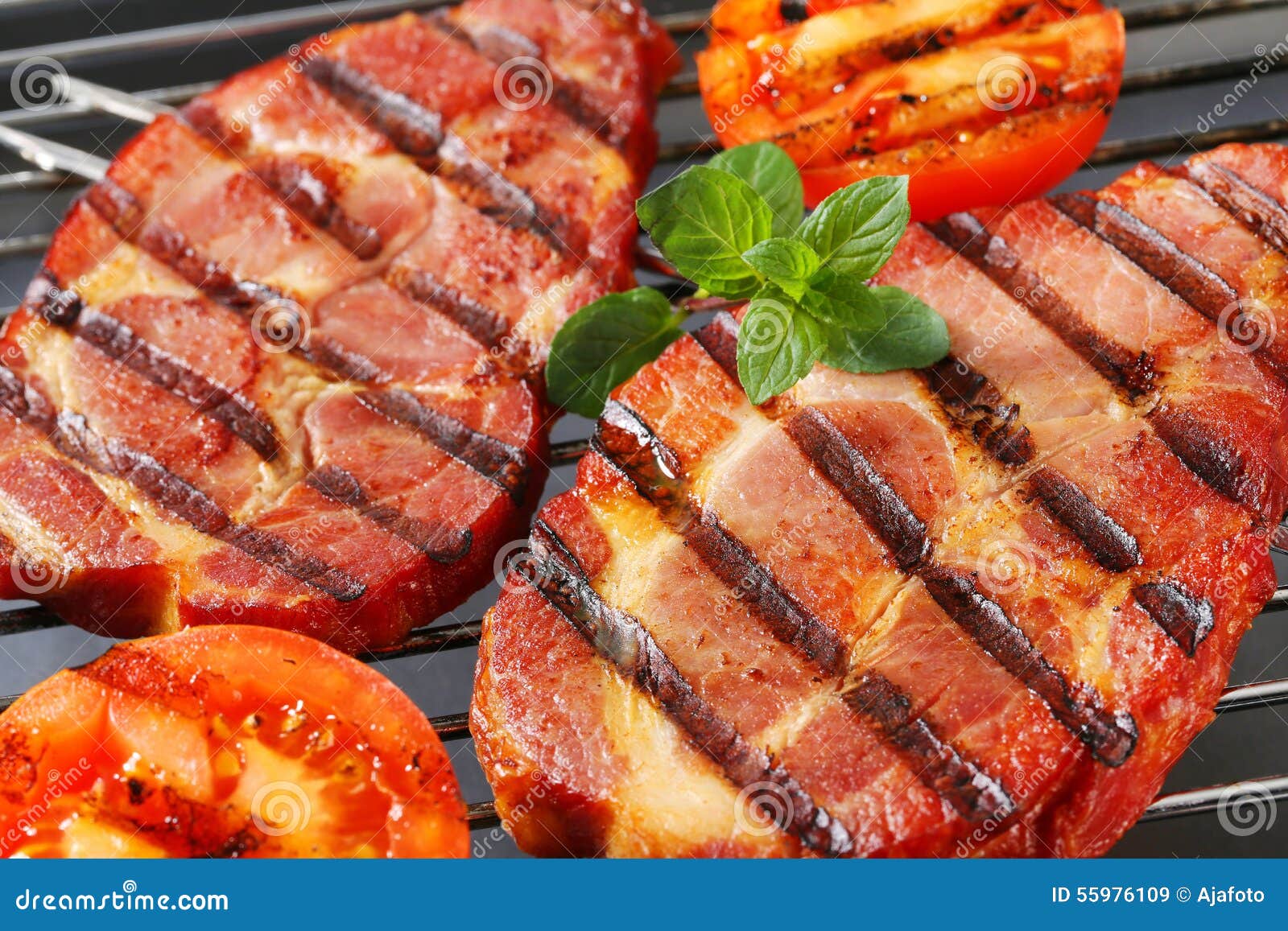 Grilled pork neck steaks stock image. Image of steak - 55976109