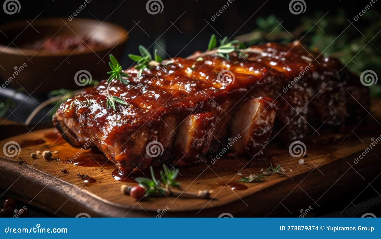 Grilled Pork Rib Slice with Savory Sauce, a Rustic Appetizer Generated ...