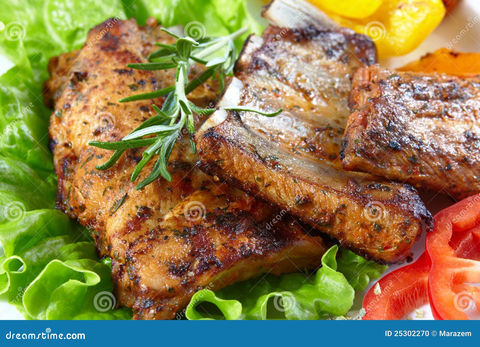 Grilled pork ribs stock photo. Image of nutrition, paprika - 25302270