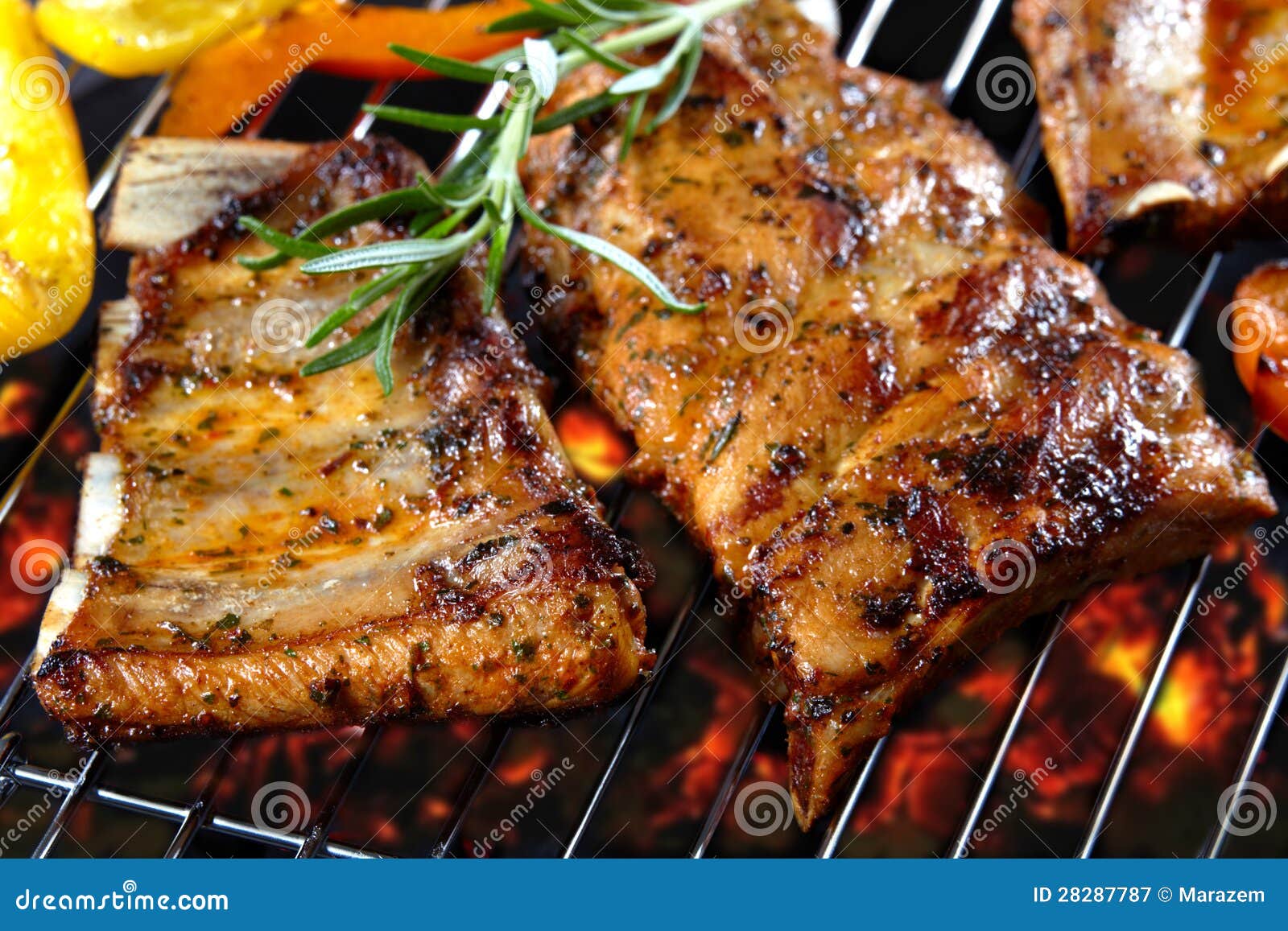 Grilled pork ribs stock image. Image of cook, grilled - 28287787