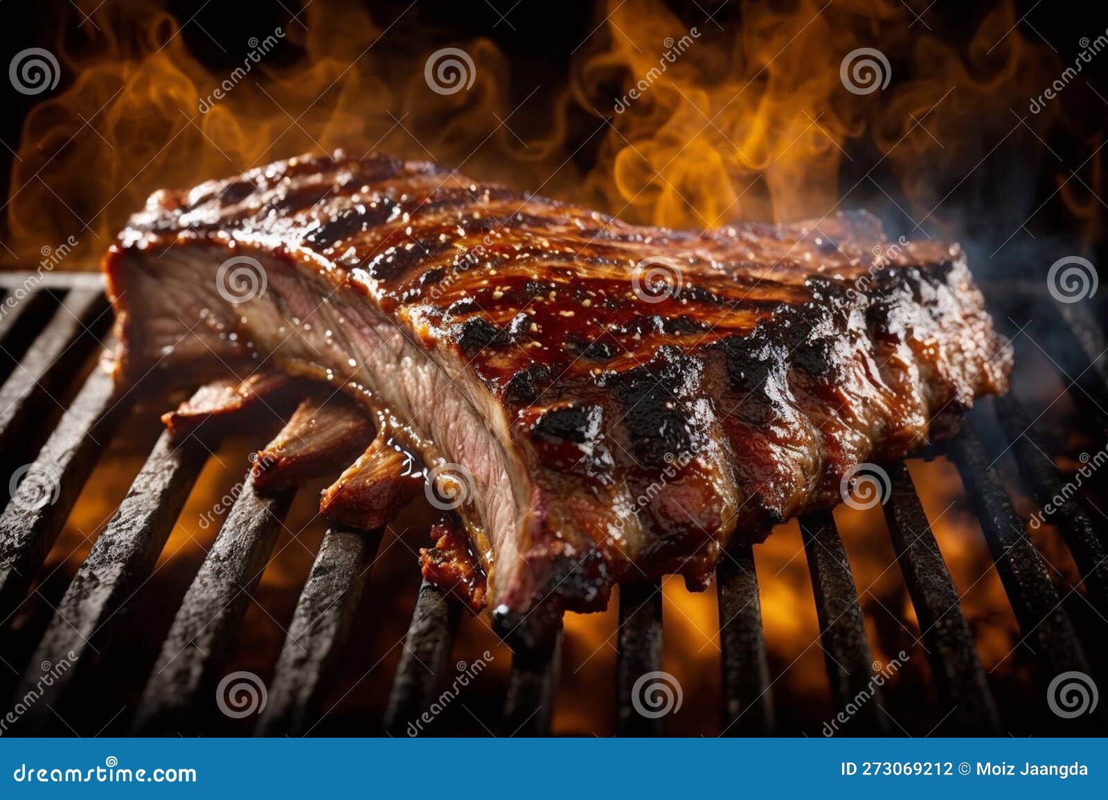 Grilled Pork Ribs on the Grill Stock Illustration - Illustration of ...