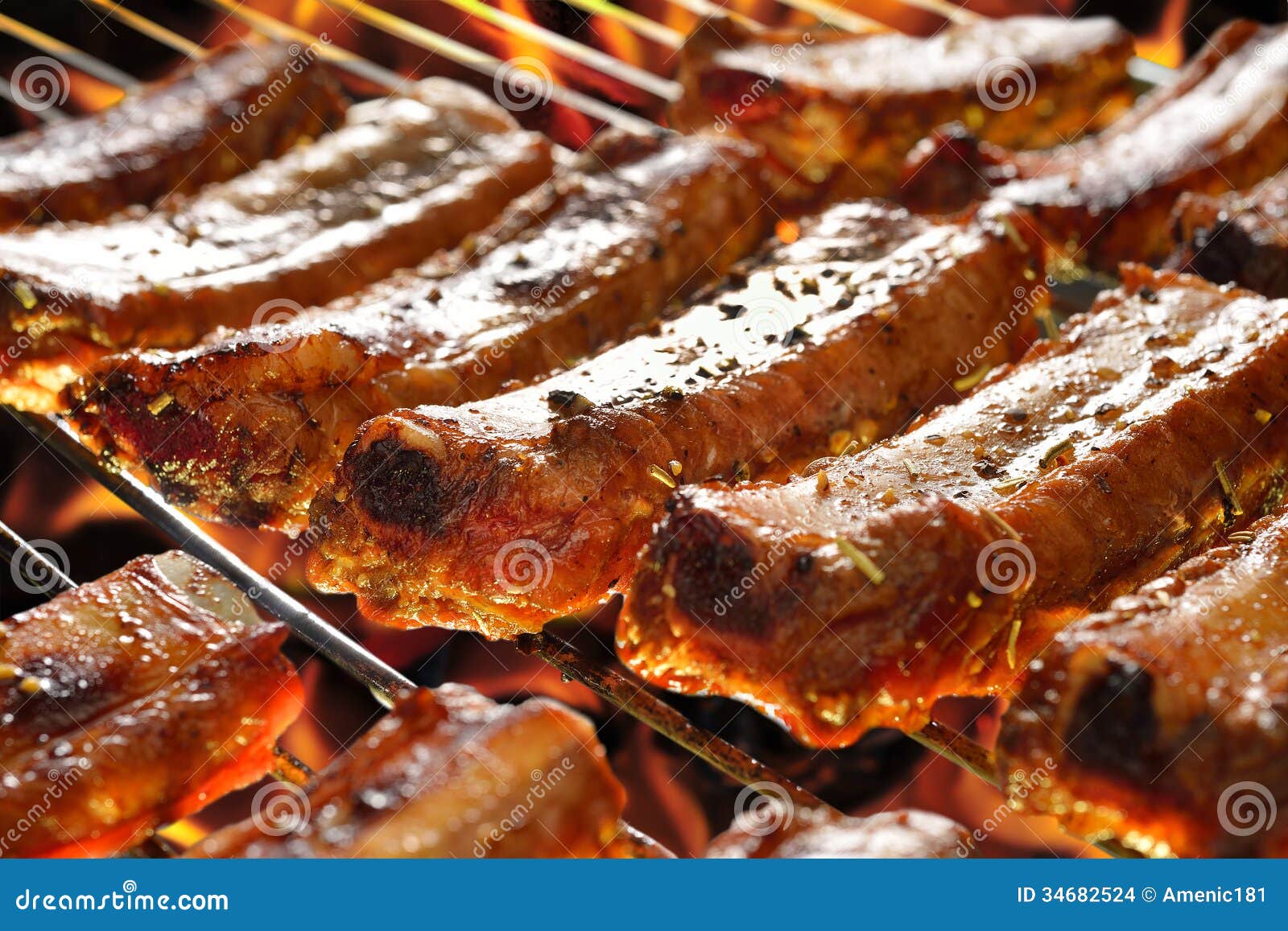 Grilled pork stock photo. Image of fire, charcoal, ribs - 34682524
