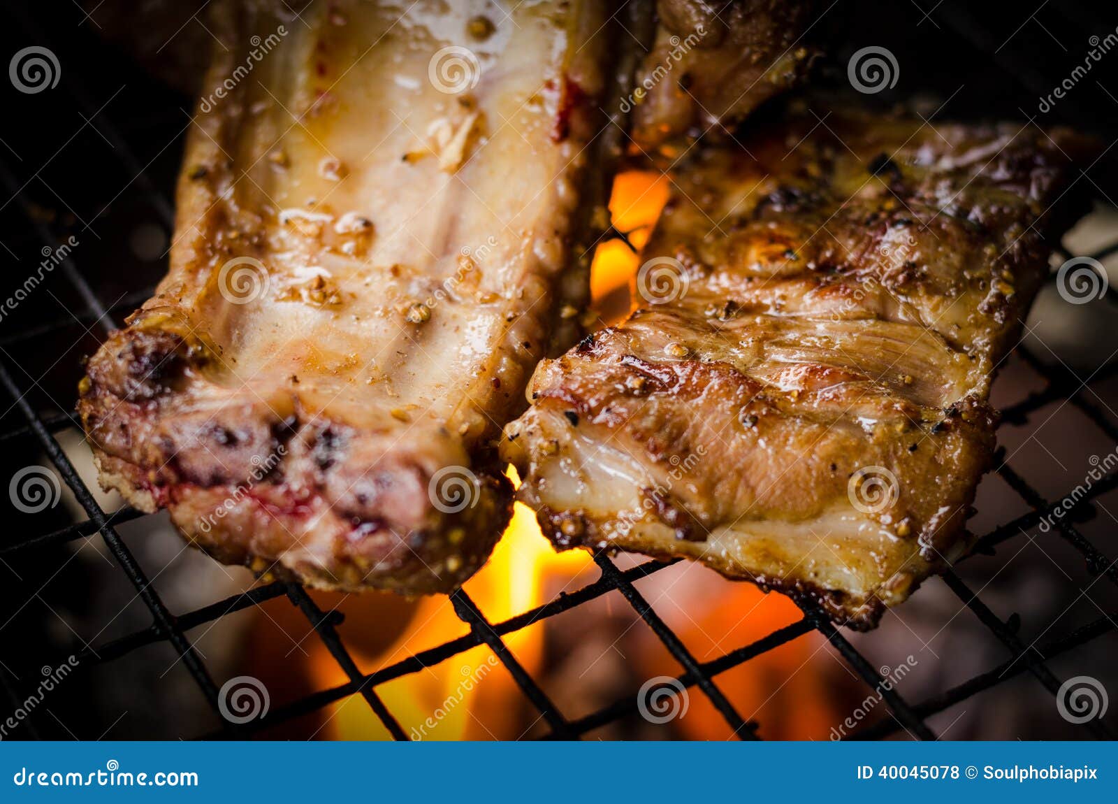 Grilled pork ribs stock photo. Image of pork, grill, ribs - 40045078