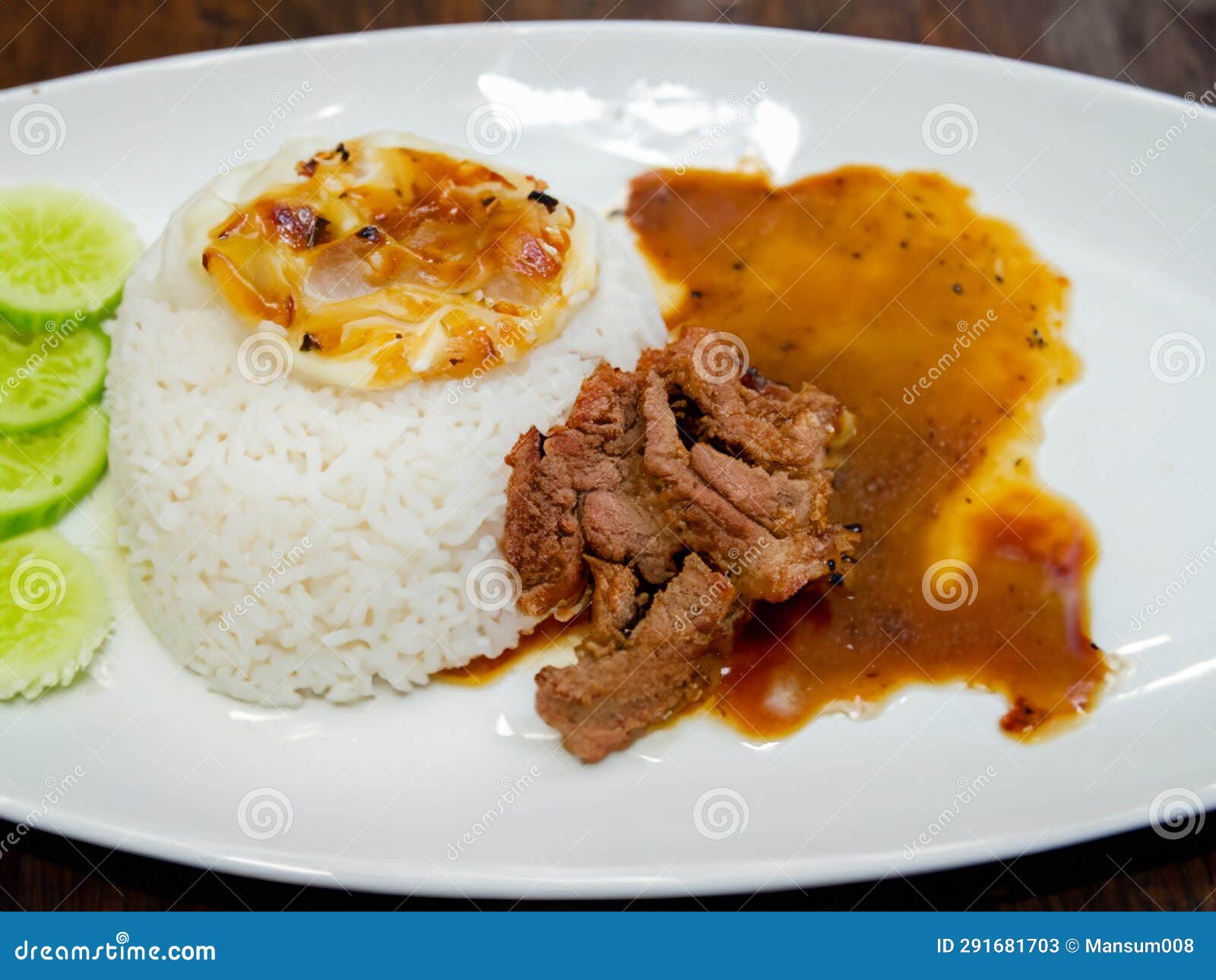 Grilled Pork and Rice with Vegetable Stock Illustration - Illustration ...