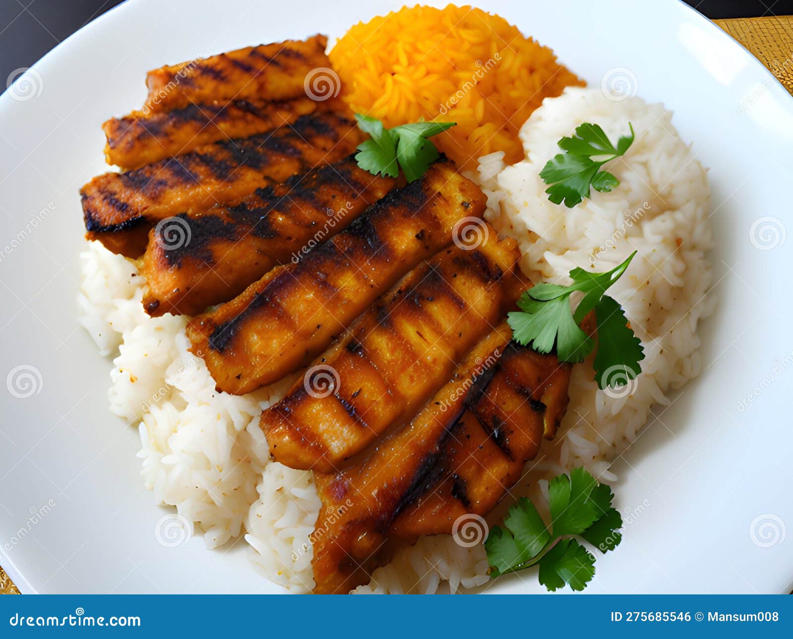 Grilled Pork with Rice and Vegetables , Ai Generated Stock Illustration ...