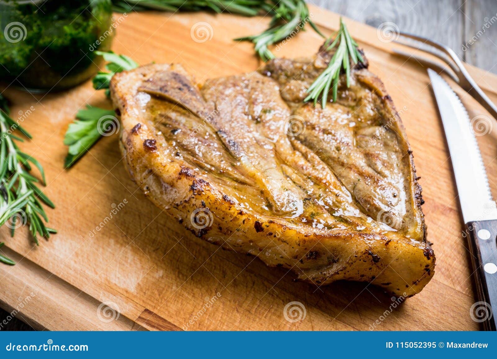 Grilled Pork on the Rustic Background Stock Image - Image of beef ...