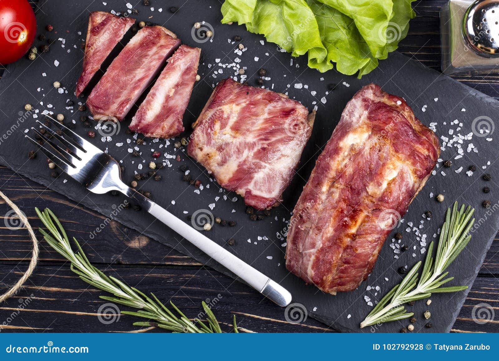 Grilled Pork Spare Ribs on a Board Stock Photo - Image of chopping ...