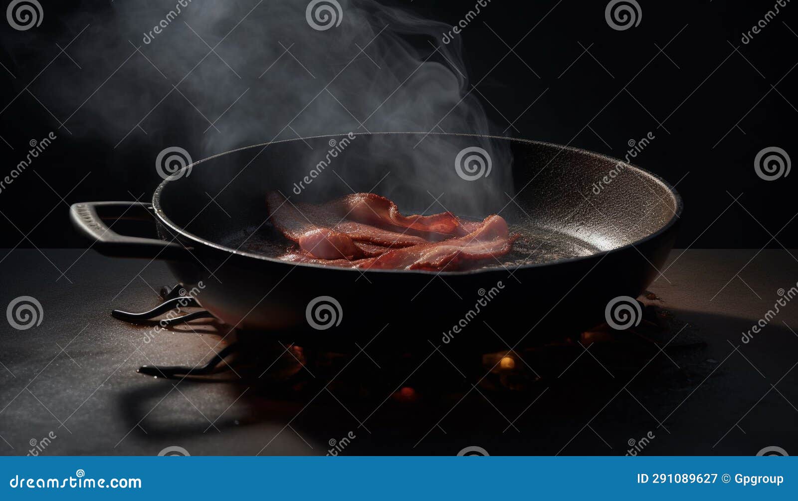 Grilled Pork Steak Sizzling on Cast Iron Generated by AI Stock Image ...