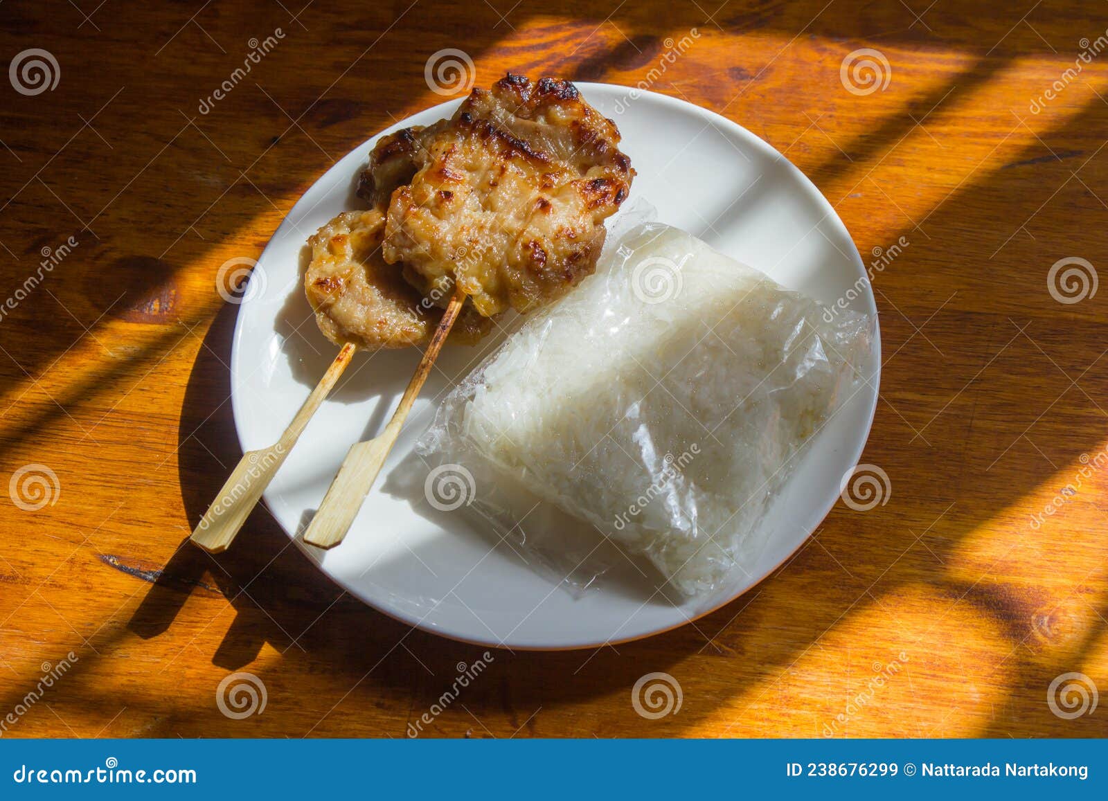 Grilled Pork Sticky Rice stock image. Image of asia - 238676299