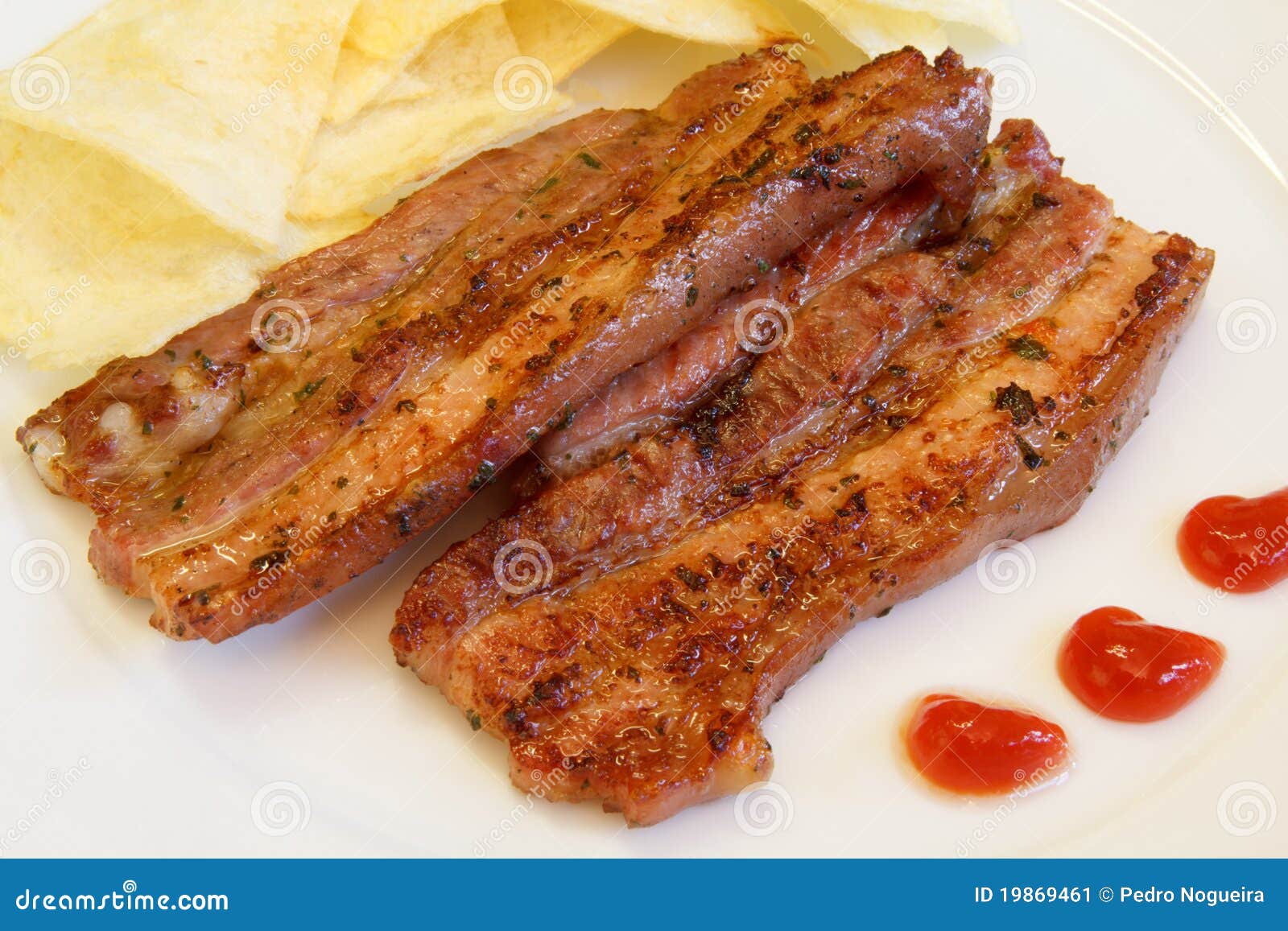 Grilled pork streaky stock image. Image of dinner, meat - 19869461
