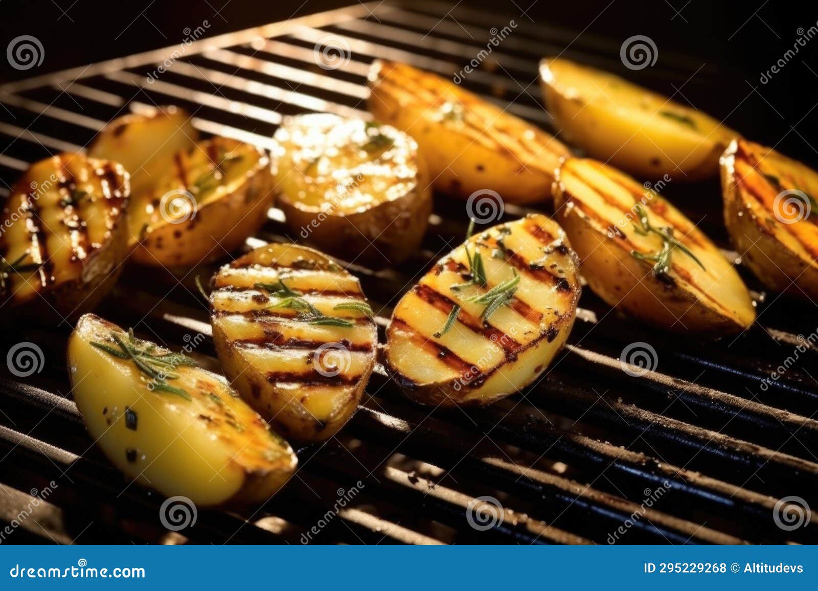 Grilled Potatoes Under Mild Grill Light Stock Photo - Image of ...