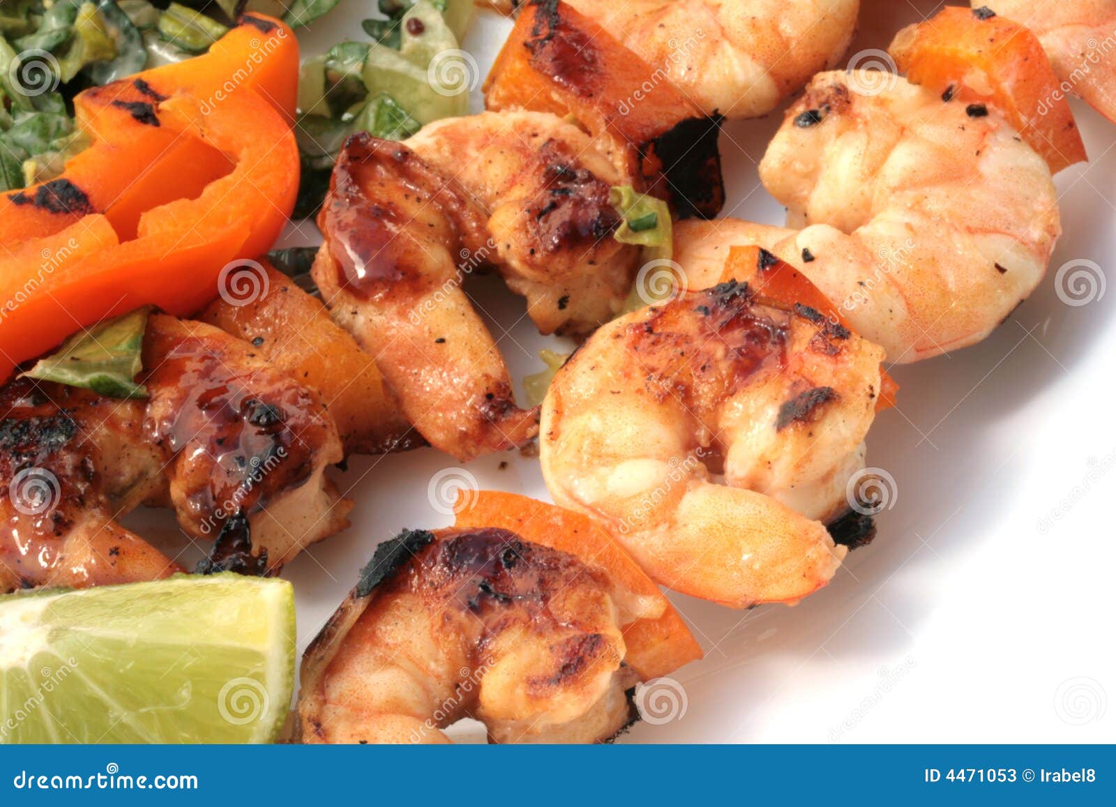 Grilled Prawns on Bamboo Sticks Stock Image - Image of delicious ...