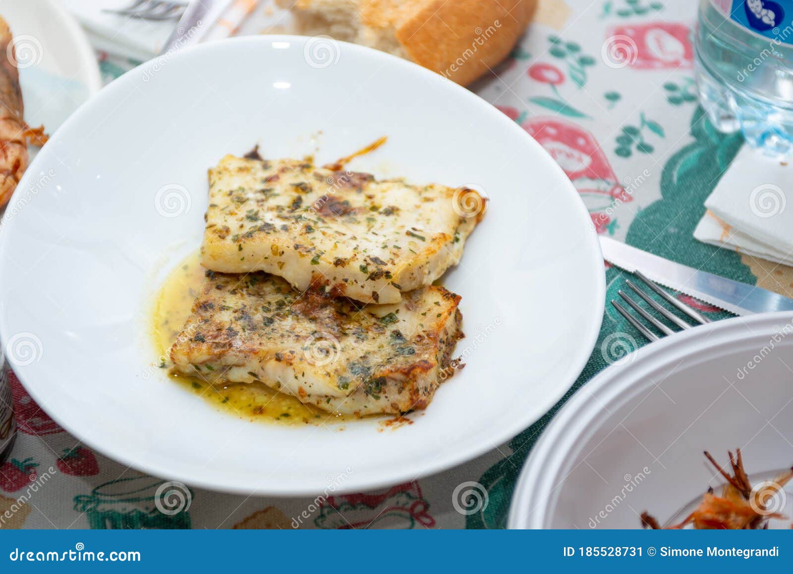 Grilled Prawns and Cod Fillet Stock Image - Image of noodles, menu ...