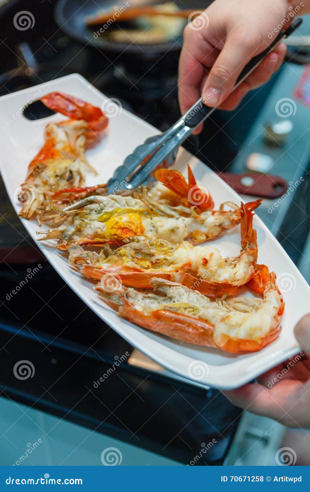 Grilled Prawns Cut in Half stock photo. Image of shellfish - 70671258
