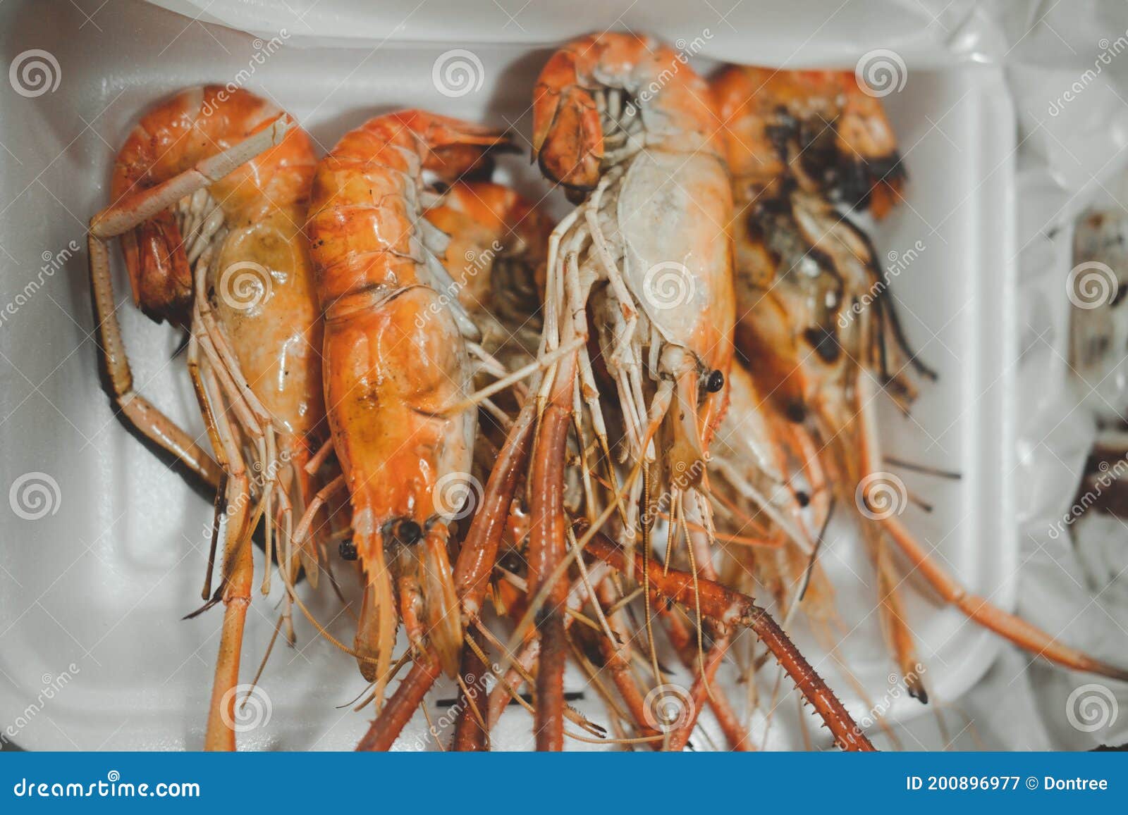 Grilled Prawns or Shrimp in Foam Box Package Stock Image - Image of ...
