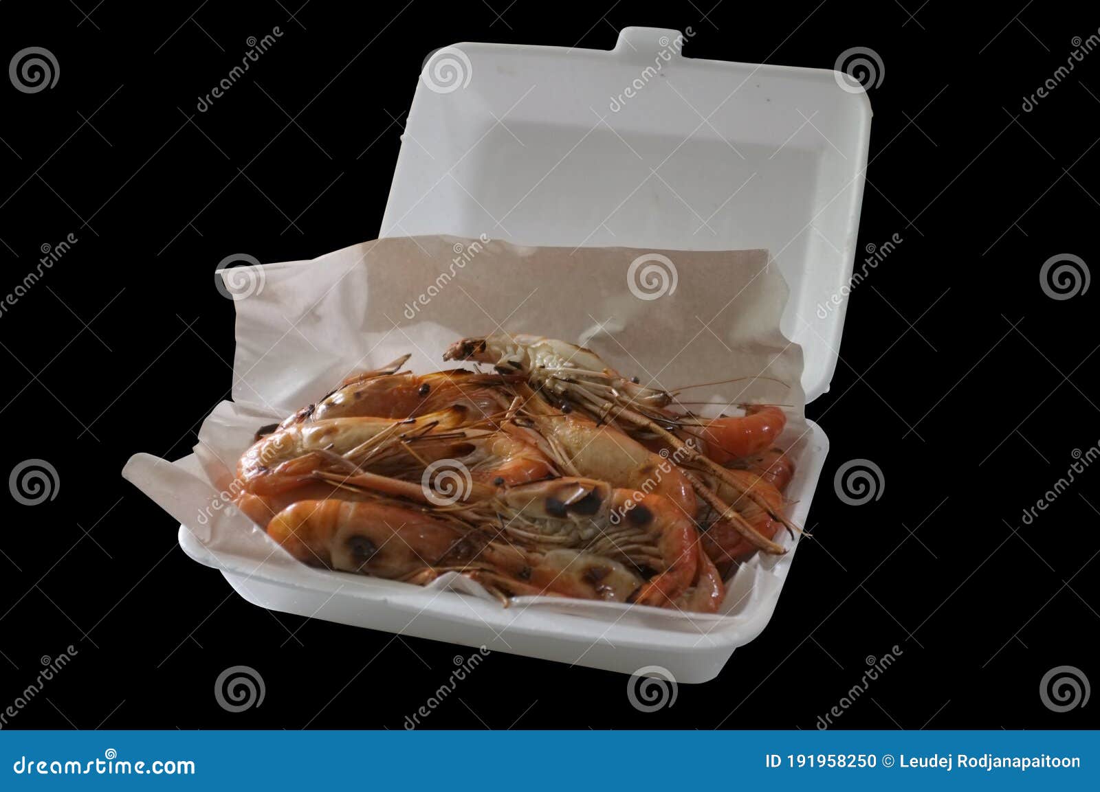 Grilled Prawns or Grilled Shrimp in White Box , Thai Seafood Stock ...