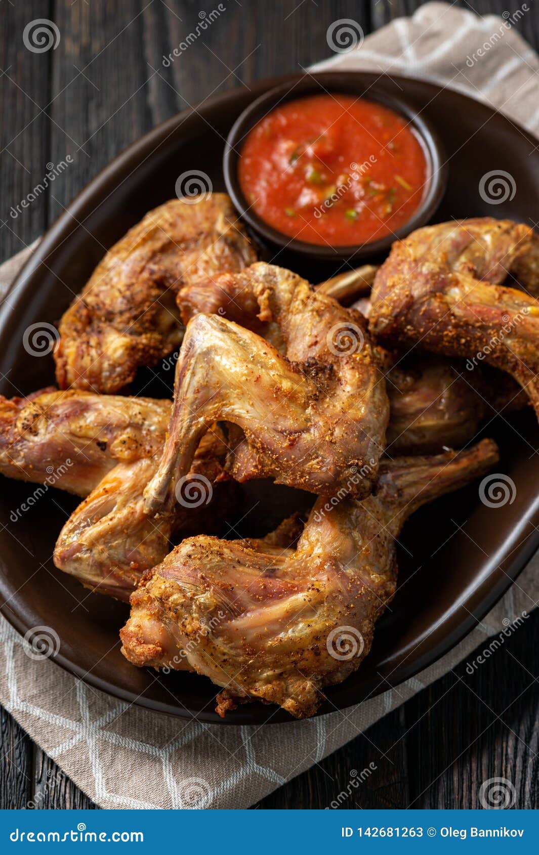 Grilled Rabbit Legs with Spicy Tomato Dip. Stock Image - Image of grill ...