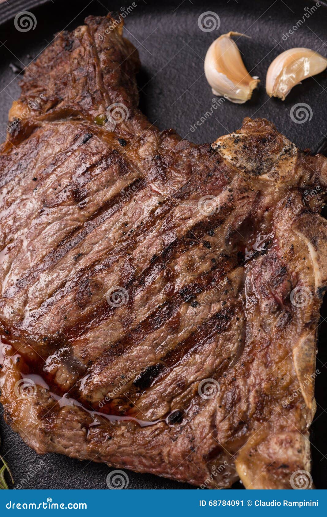 Grilled rare rib steak stock image. Image of dark, bloody - 68784091