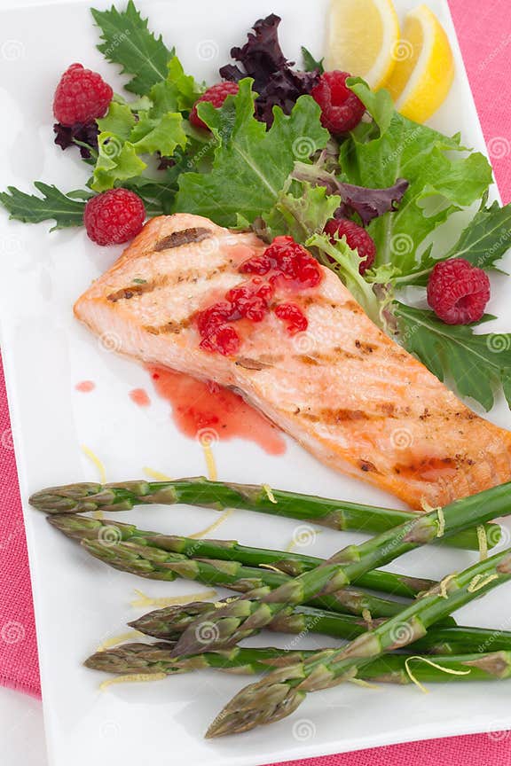 Grilled Raspberry Salmon stock image. Image of fillet - 19357861