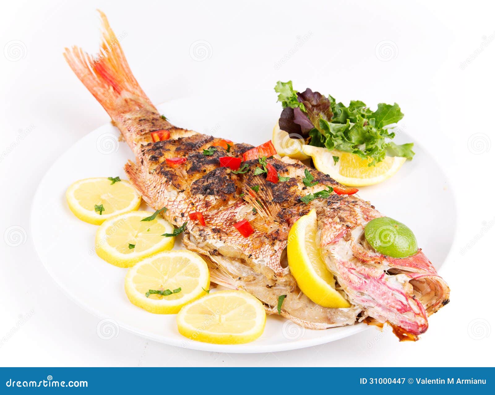 Grilled Red Snapper with Lemon Stock Image - Image of grill, snapper ...