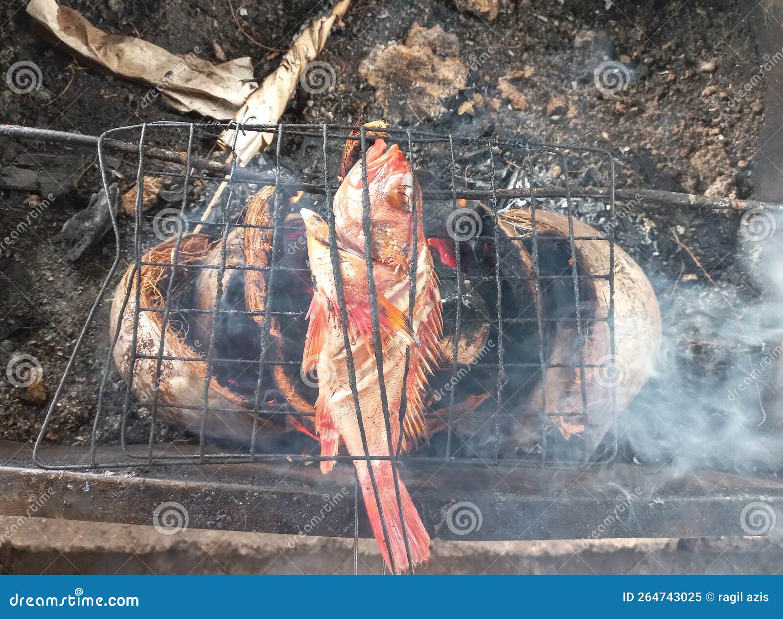 Grilled Red Snapper, Grilled Over Coals from Coconut Shavings, Using ...