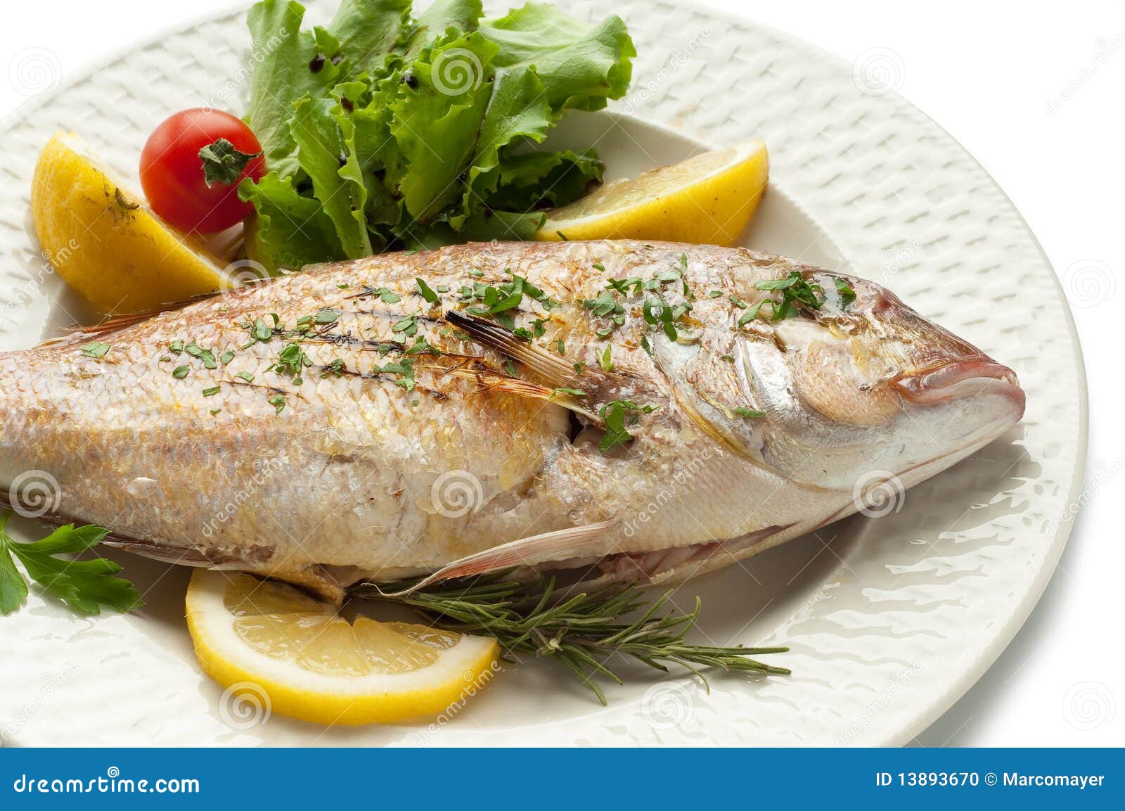 Grilled Red Snapper with Salad Stock Photo - Image of tropical, cute ...