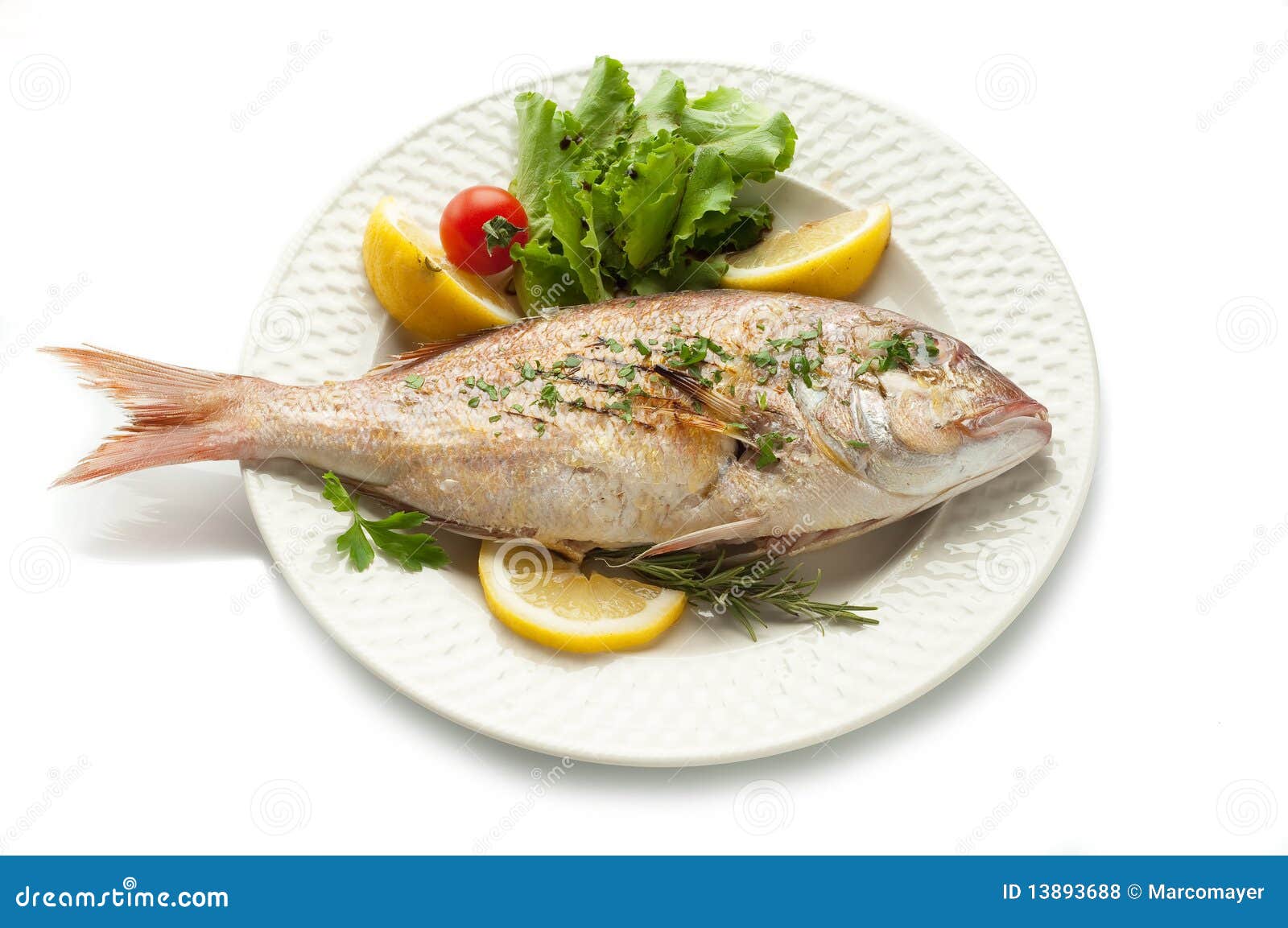 Grilled Red Snapper with Salad Stock Photo - Image of cook, freshwater ...