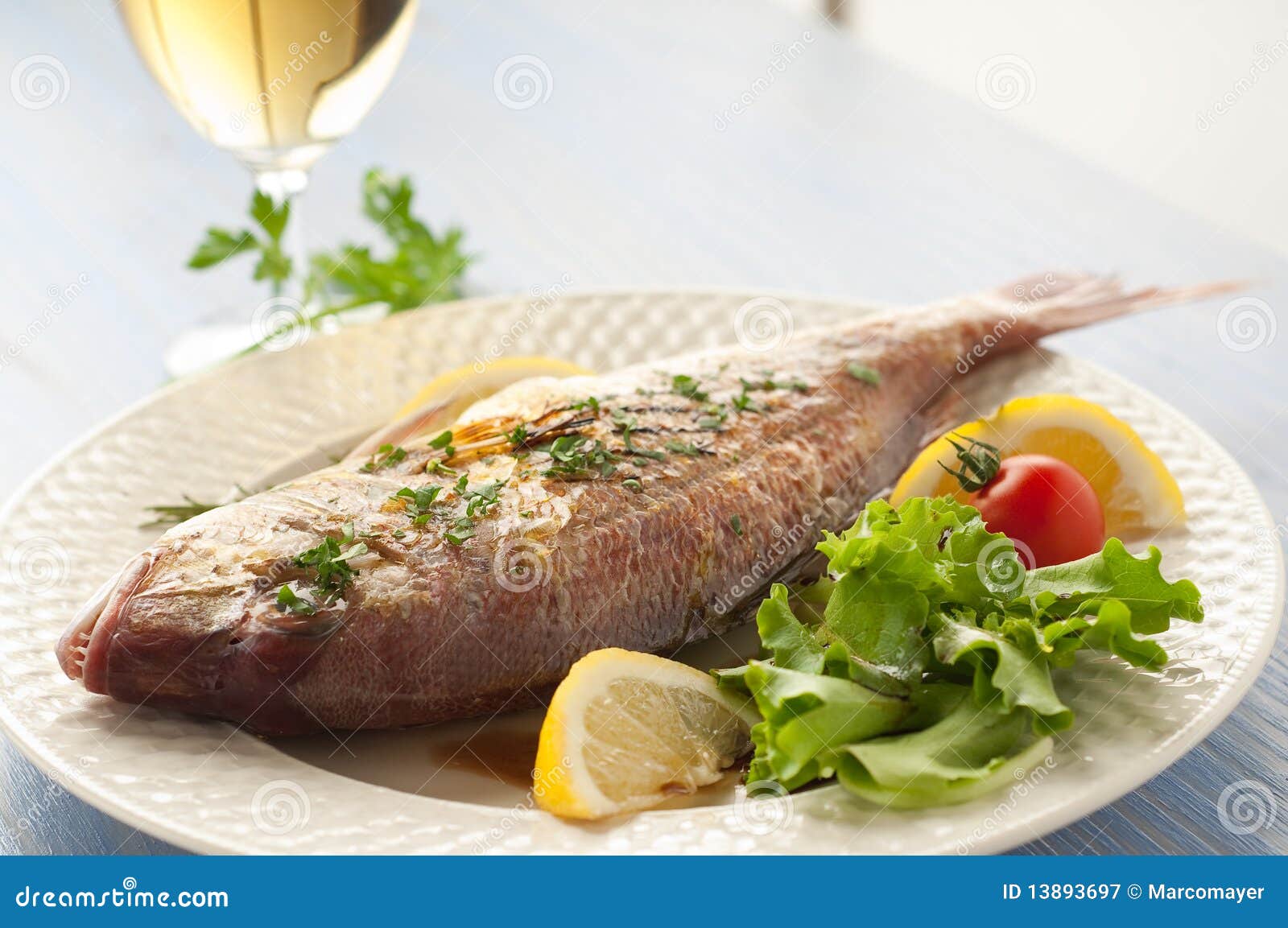 Grilled Red Snapper with Salad Stock Image - Image of tomato, cute ...