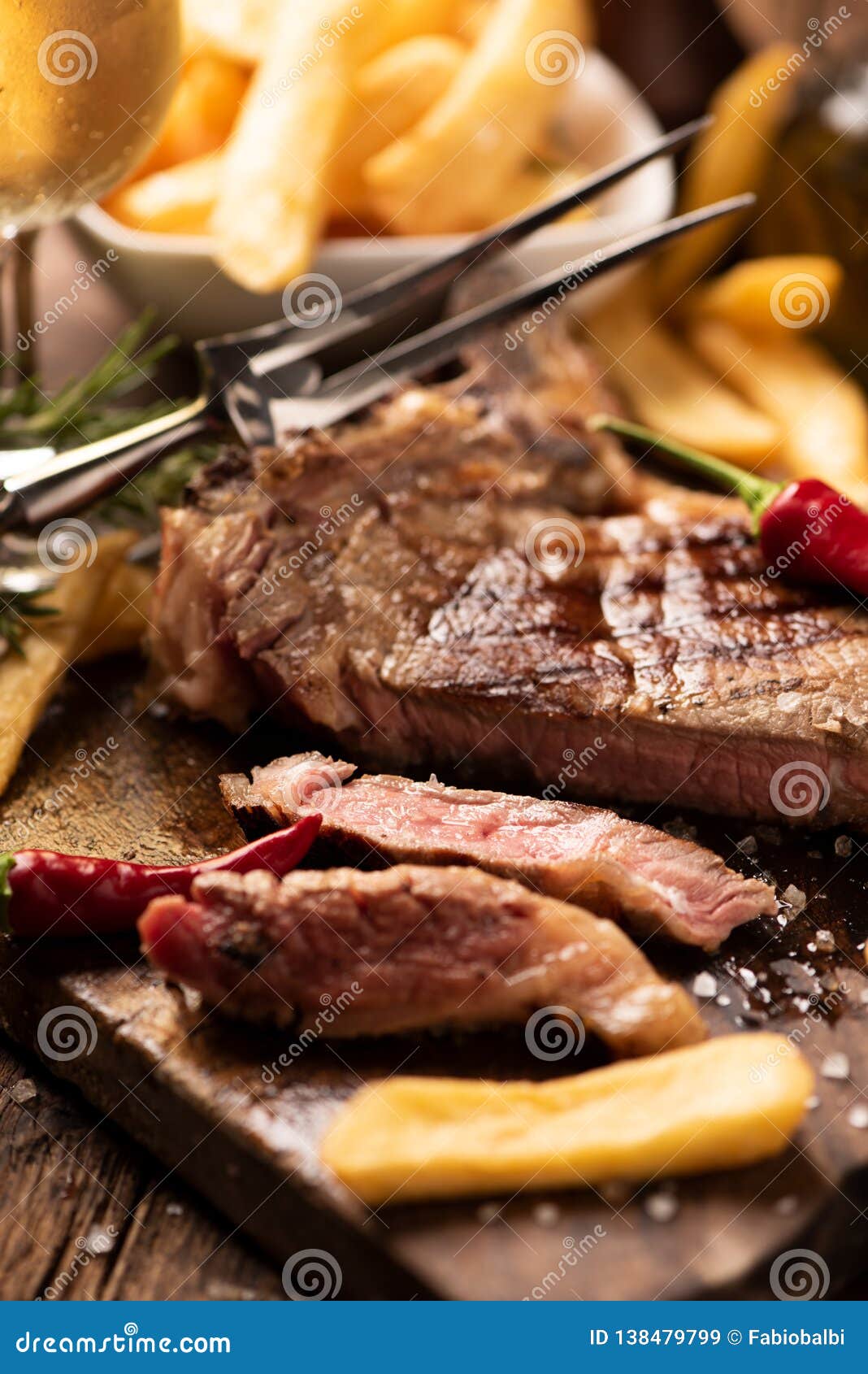 Grilled rib fillet stock image. Image of fries, cooked - 138479799