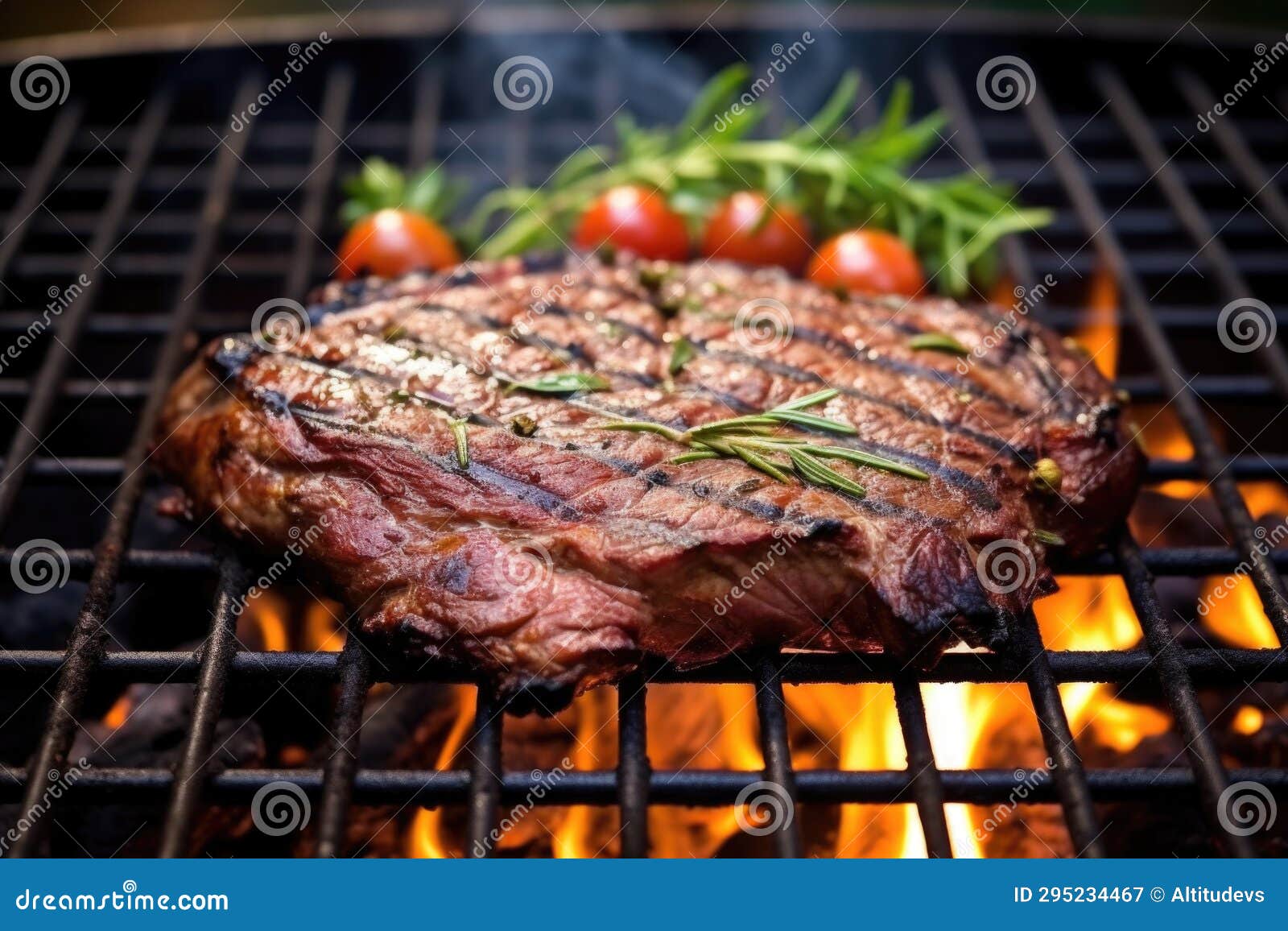 Grilled Ribeye Steak on Bbq with Char Marks Stock Image - Image of ...