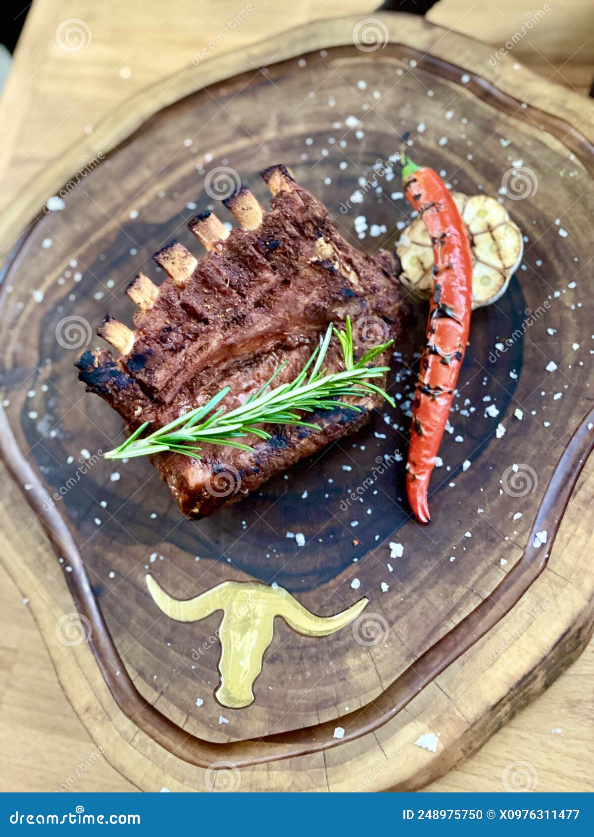 Grilled Ribs with Chili and Garlic Stock Photo - Image of rack, dish ...