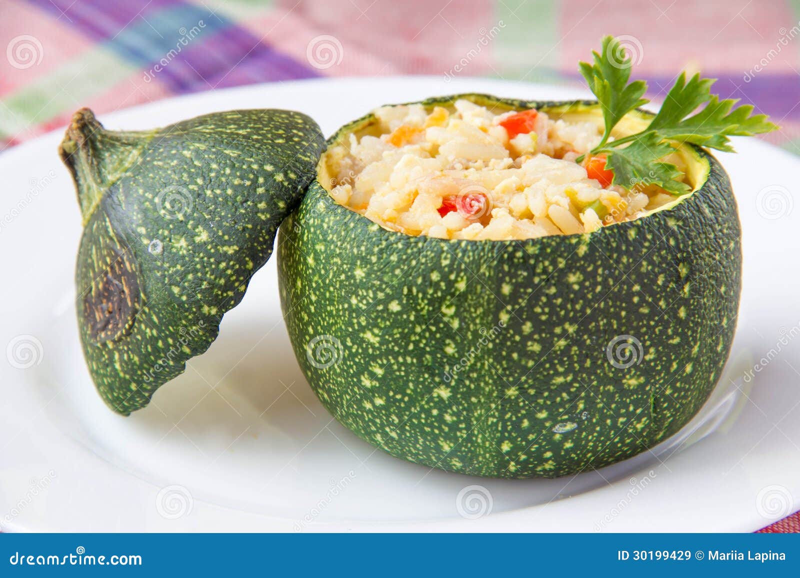 Round Courgette Stuffed Rice and Vegetables Stock Image - Image of full ...