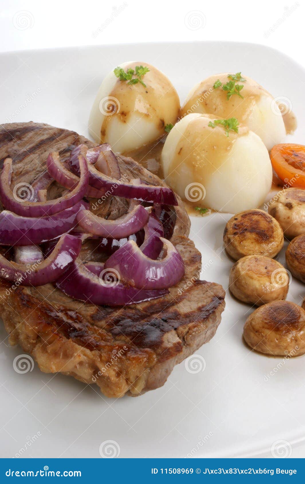 Grilled Rump Steak and Bacon Stock Image - Image of dinner, potato ...