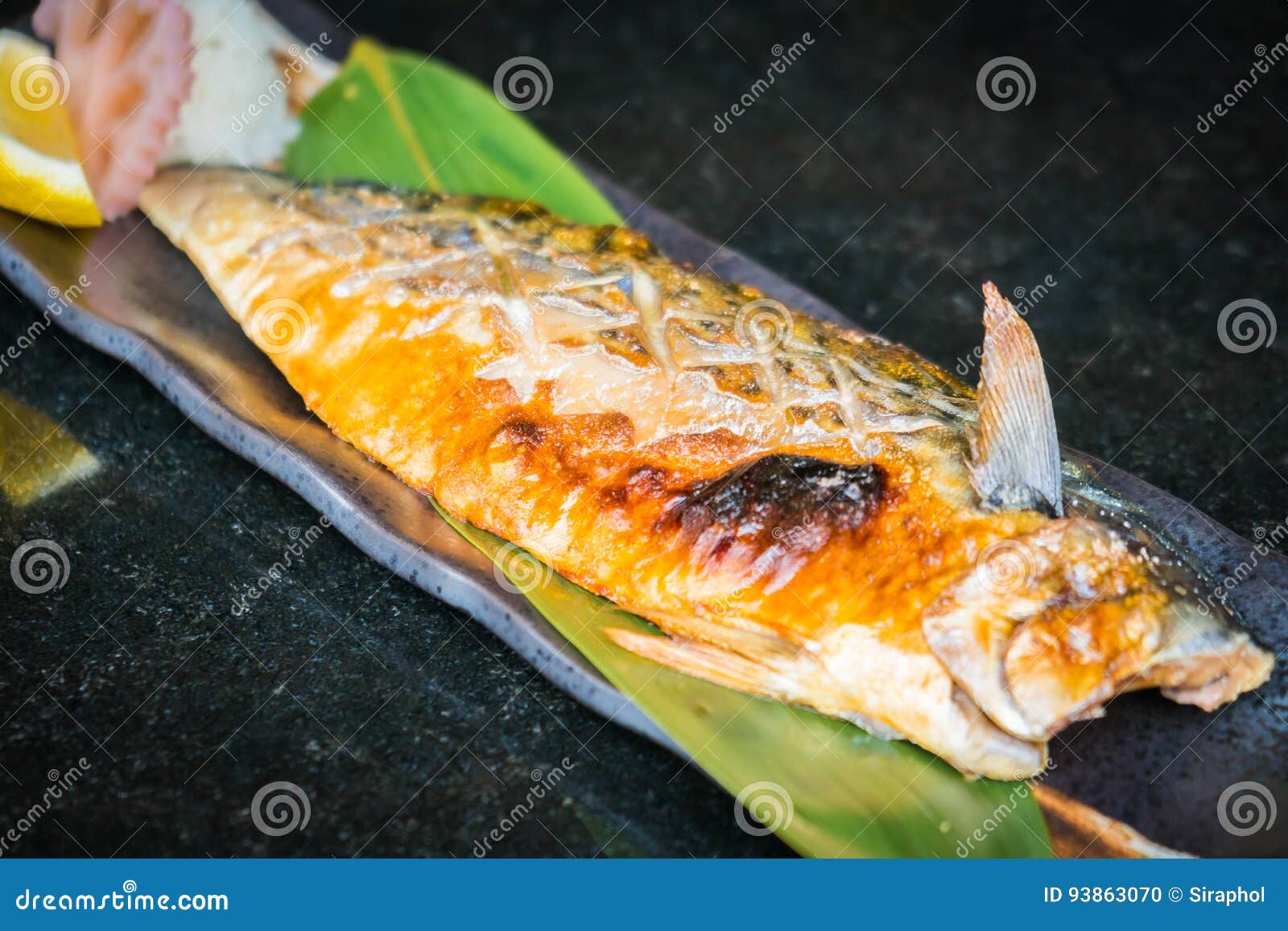 Grilled saba fish stock photo. Image of background, fish - 93863070