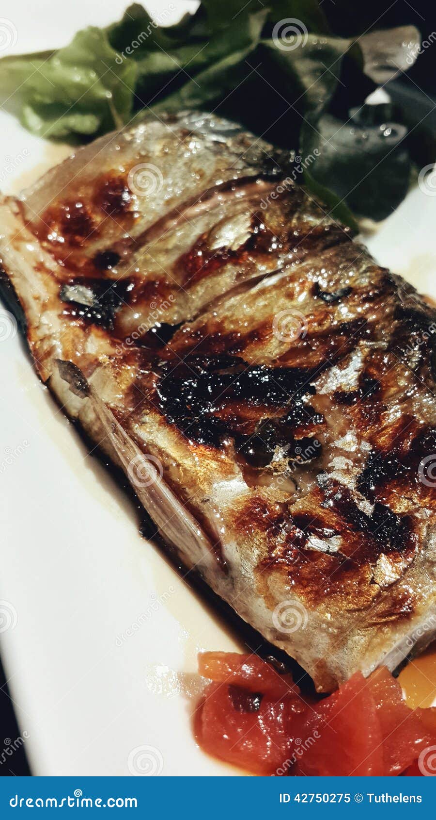 Grilled saba fish sauce stock image. Image of fish, healthy - 42750275